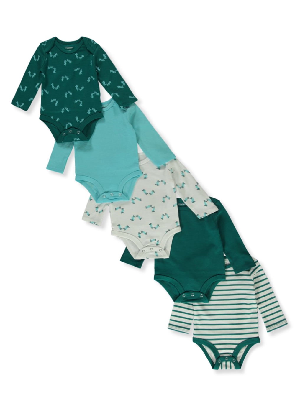 Hanes Baby 5-Pack L/S Bodysuits - white/blue, 0 - 6 months (Newborn ...