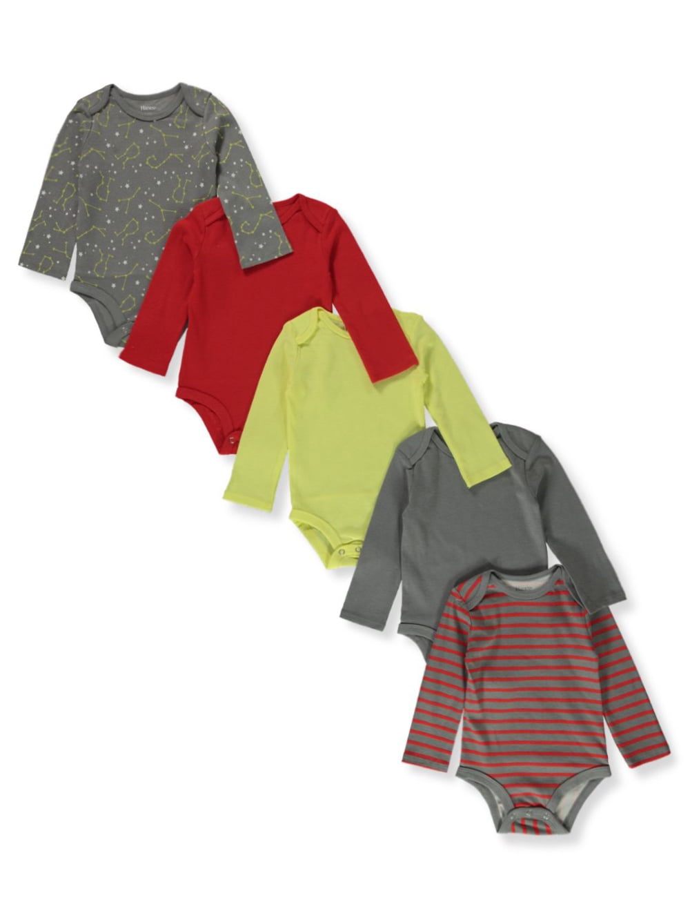 Hanes Baby Long Sleeve, Ultimate Flexy Bodysuits Boys & Girls, 5-Pack ...