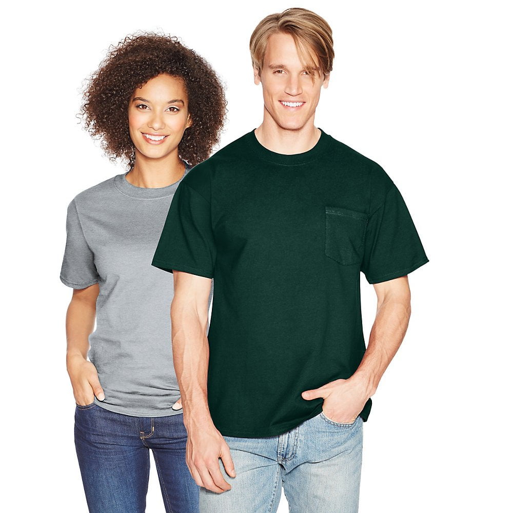 Men's Hanes Beefy-T w/Pocket (Pack of 2) 2 Navy - Walmart.com