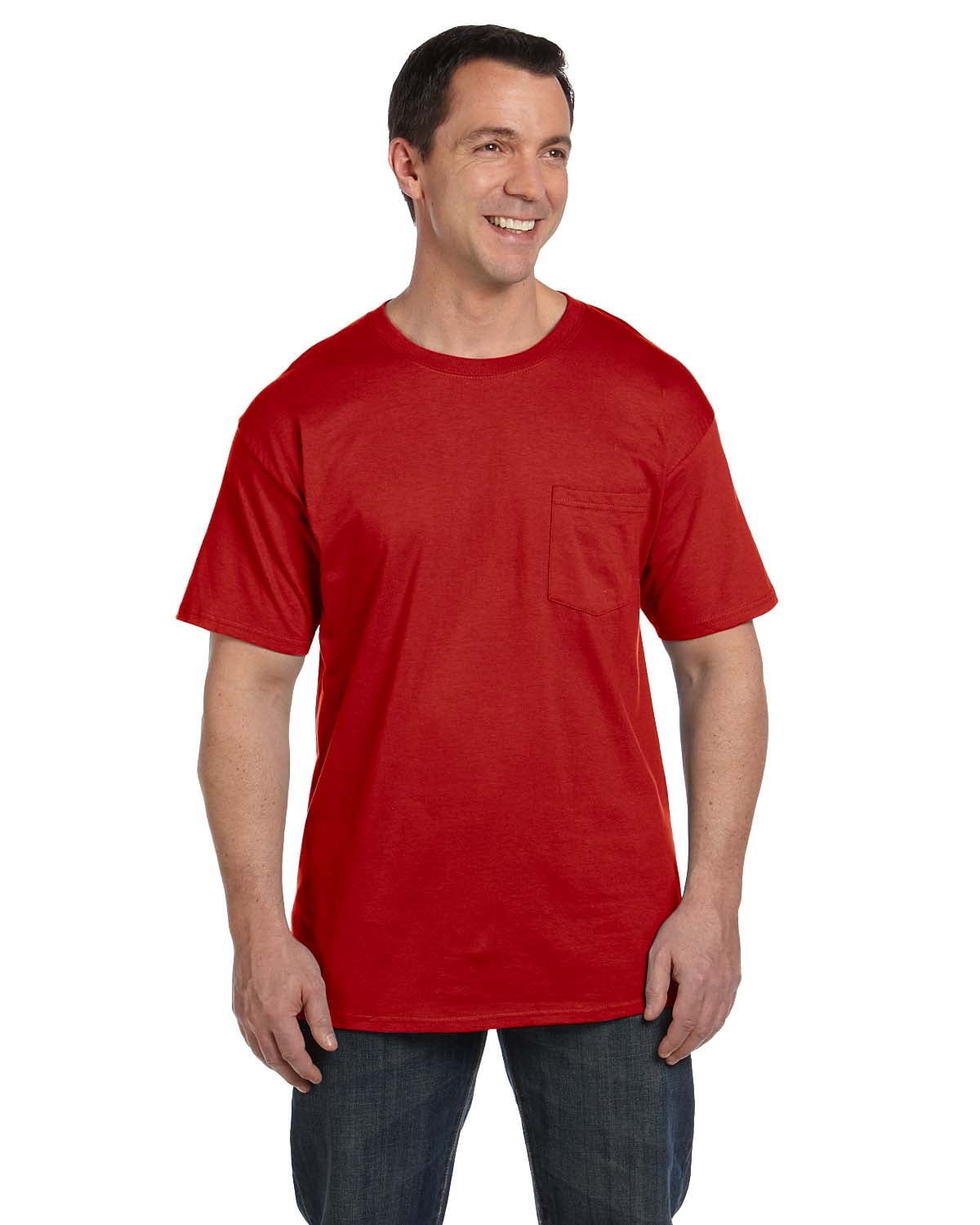 Hanes - Beefy-T Pocket T-Shirt - 5190, Deep Red, 2X, Pack Of 2, Hanes ...