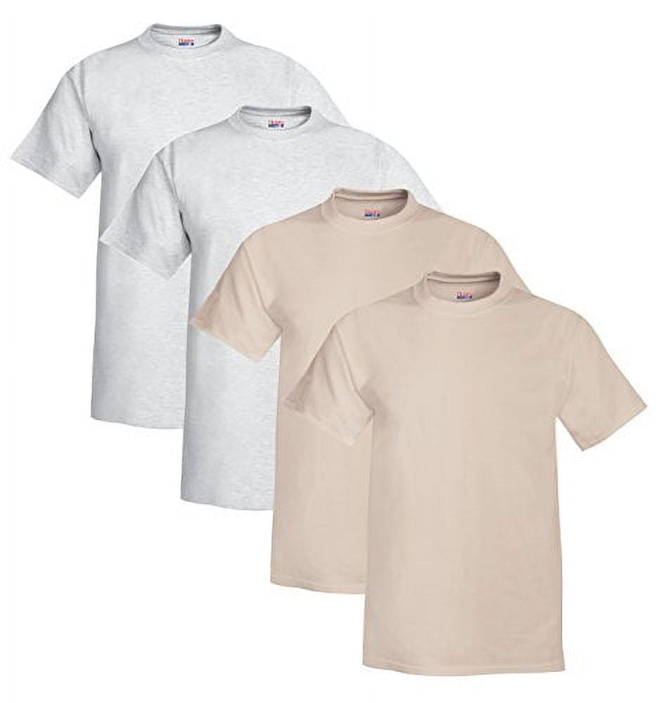 Hanes Beefy-T Men`s Short-Sleeve T-Shirt (Pack of 4) (2 Ash / 2 Sand ...