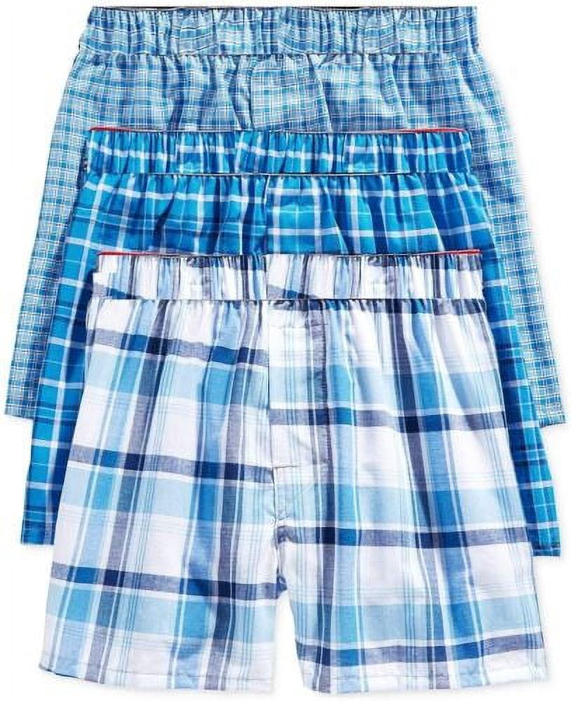 Hanes Big Boy's Platinum Blue Plaid Boxer, Tagless Comfort Flex ...