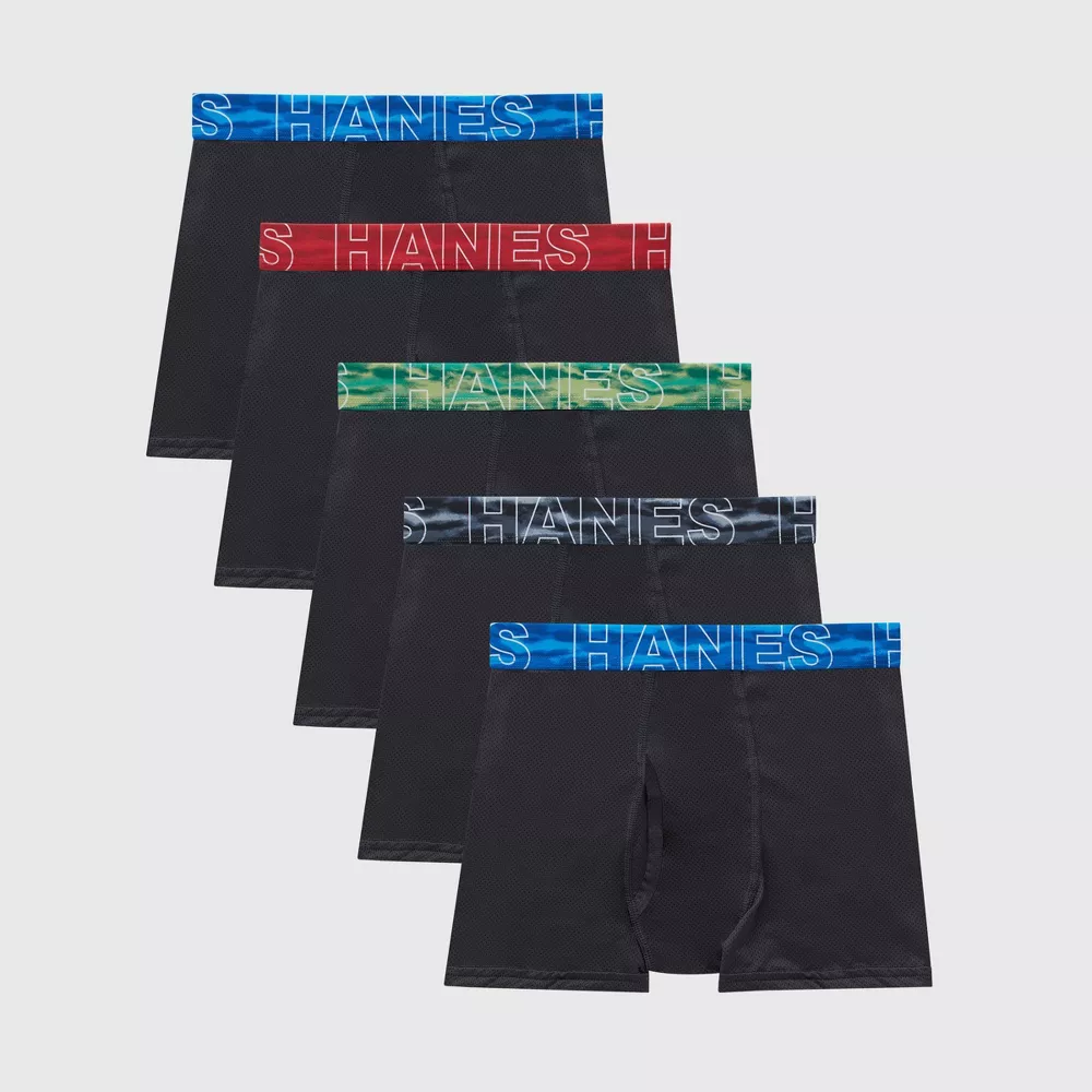 Hanes Big Boys' 5pk X-Temp Boxer Briefs - Black - Walmart.com