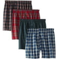 Hanes 5X-Large Big Man's 4-Pack Plaid Tartan Boxer Shorts with Cool ...