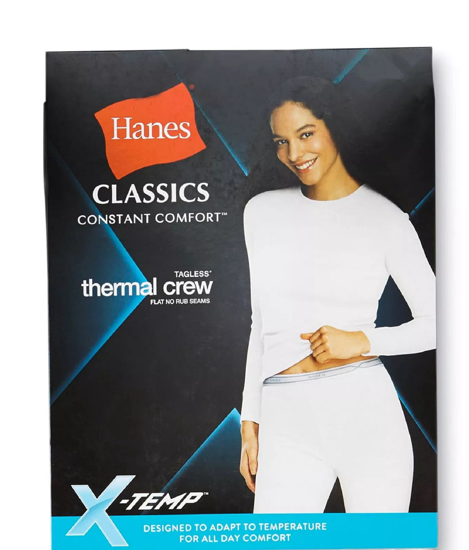 Hanes Black Long Sleeve X-Temp Crew Neck Thermal Layers Women's Shirt ...