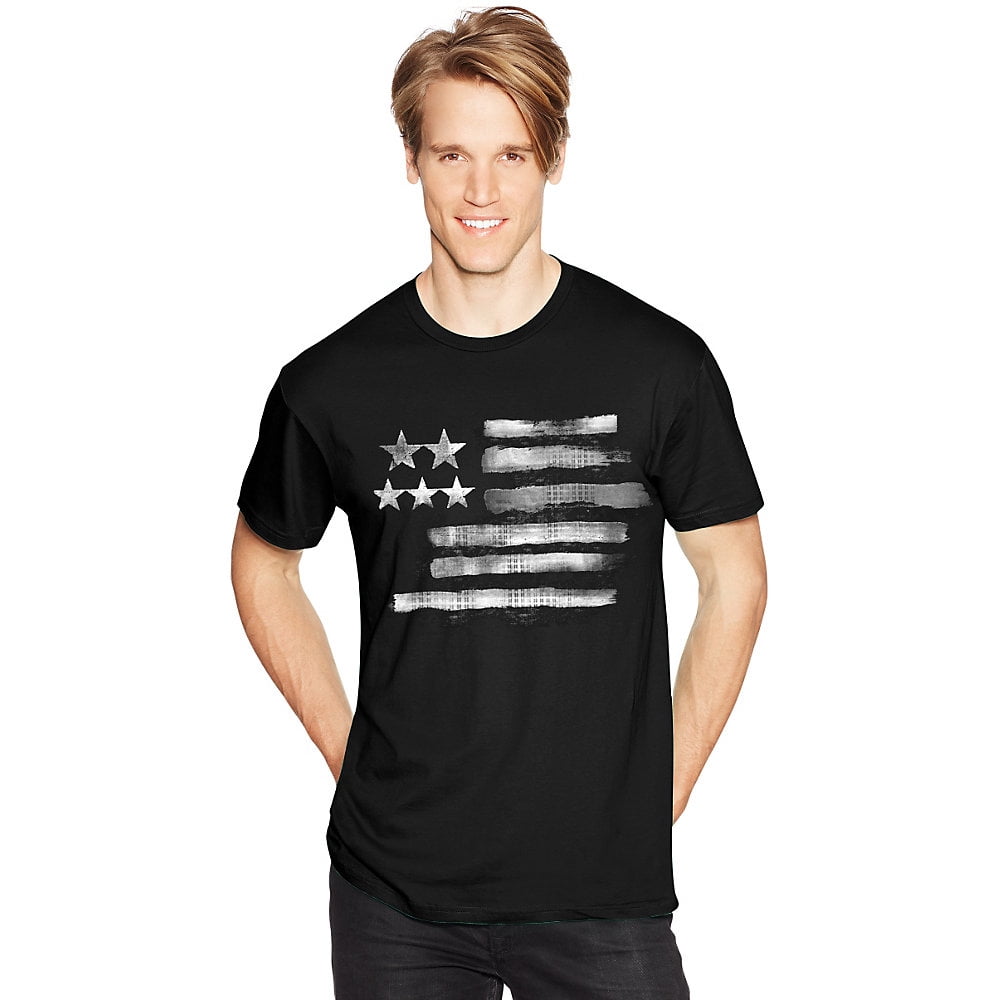 Hanes Black & White Flag Graphic Tee (GT49C/AB) Black & White Flag, S ...