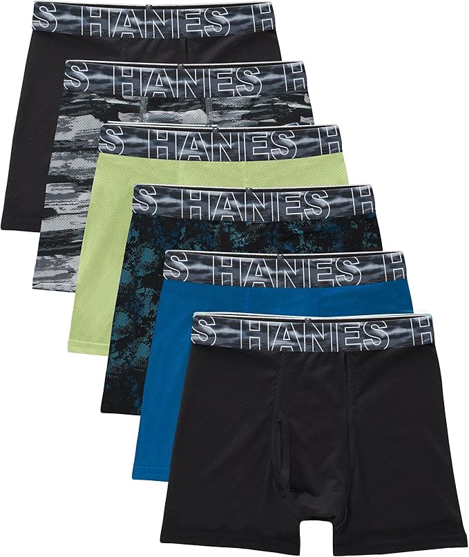 Hanes Big Boys' Performance Tween Boxer Brief, X-Temp Mesh Stretch ...