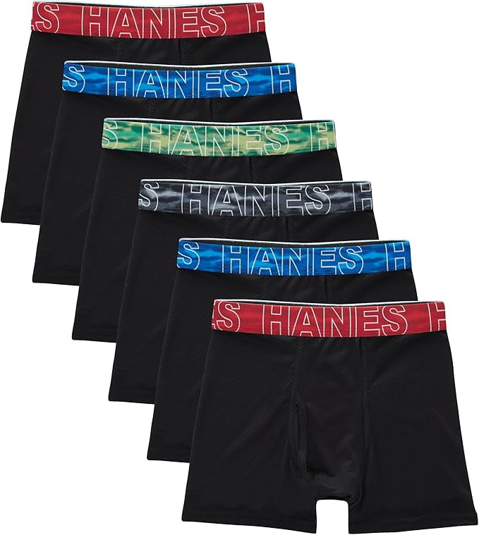 Hanes Boys' Big Performance Tween Boxer Brief Pack, X-Temp Mesh Stretch ...