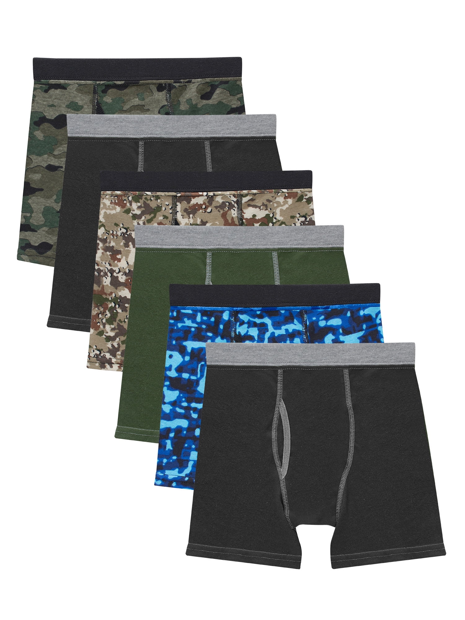 Hanes Boys' ComfortSoft Waistband Camo Prints Boxer Briefs, 5+1 Bonus ...