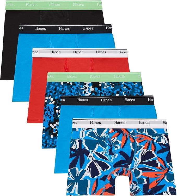 Hanes Boys' Originals Boxer Briefs, Tween Boy Underwear, Cotton Stretch ...