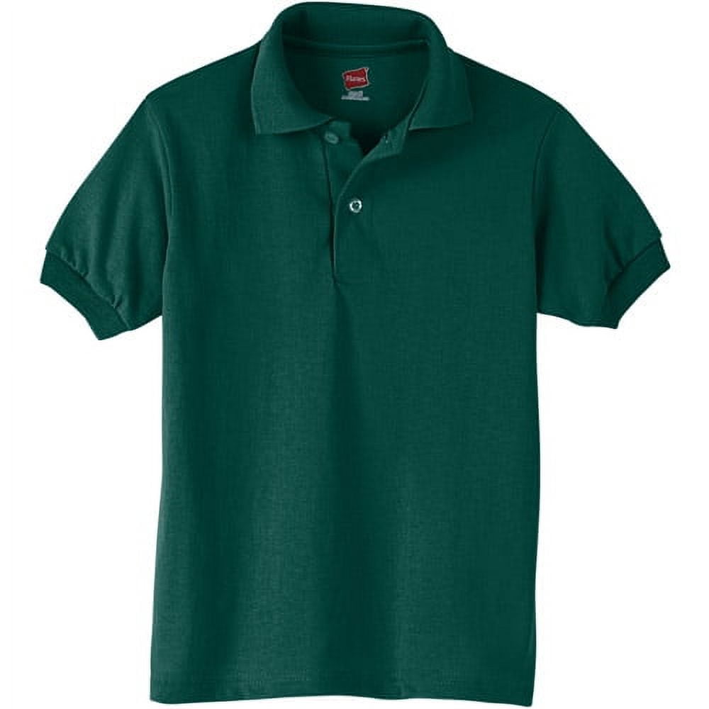 Hanes Boys School Uniform 4-18 EcoSmart Jersey Polo Shirt - Walmart.com