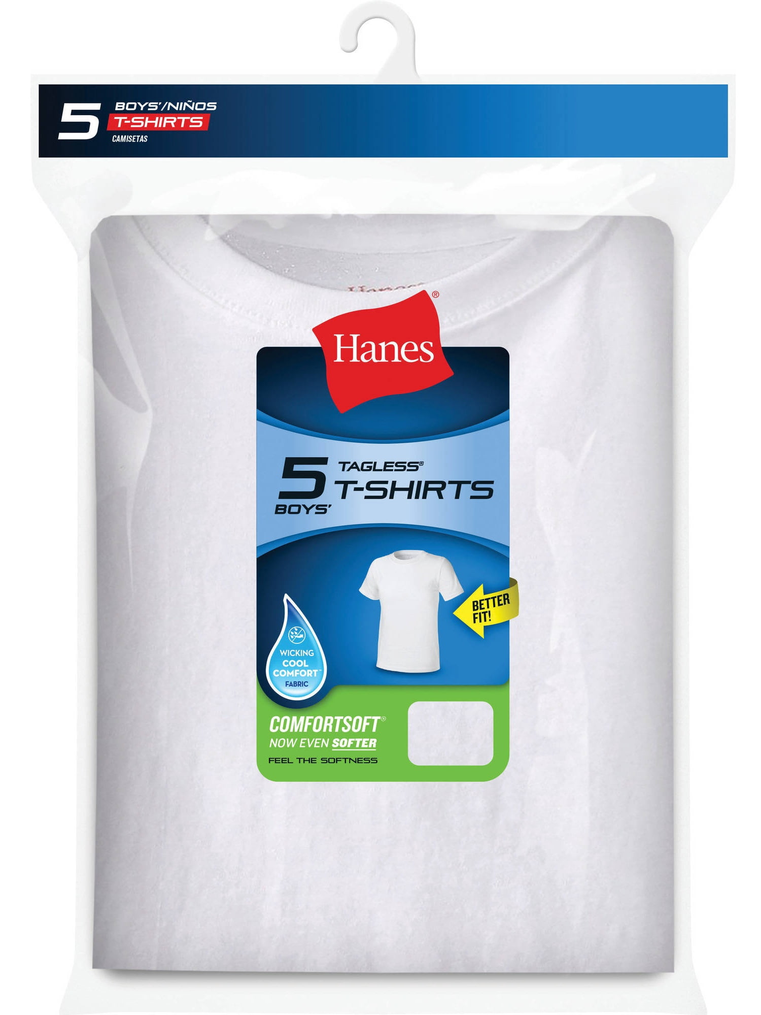 Hanes Boys Undershirts, 5 Pack ComfortSoft Short Sleeve Crewneck ...