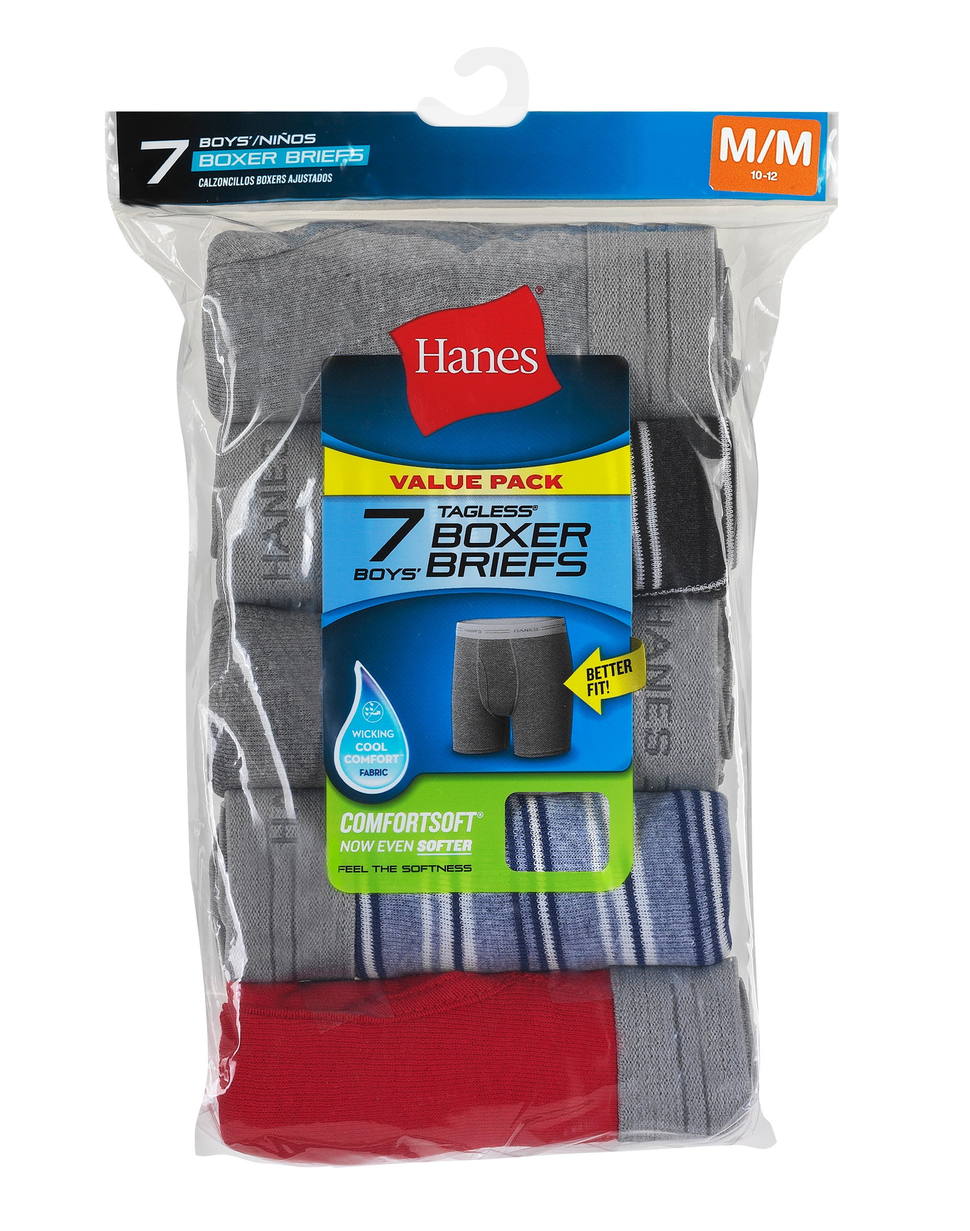 Hanes Boys' 7-Pack Performance Cotton Boxer Briefs with ComfortSoft ...