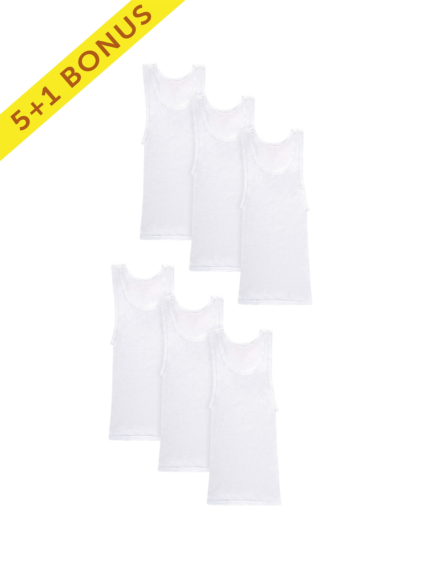 Hanes Boys' White Tank Undershirts, 5+1 Bonus Pack - Walmart.com