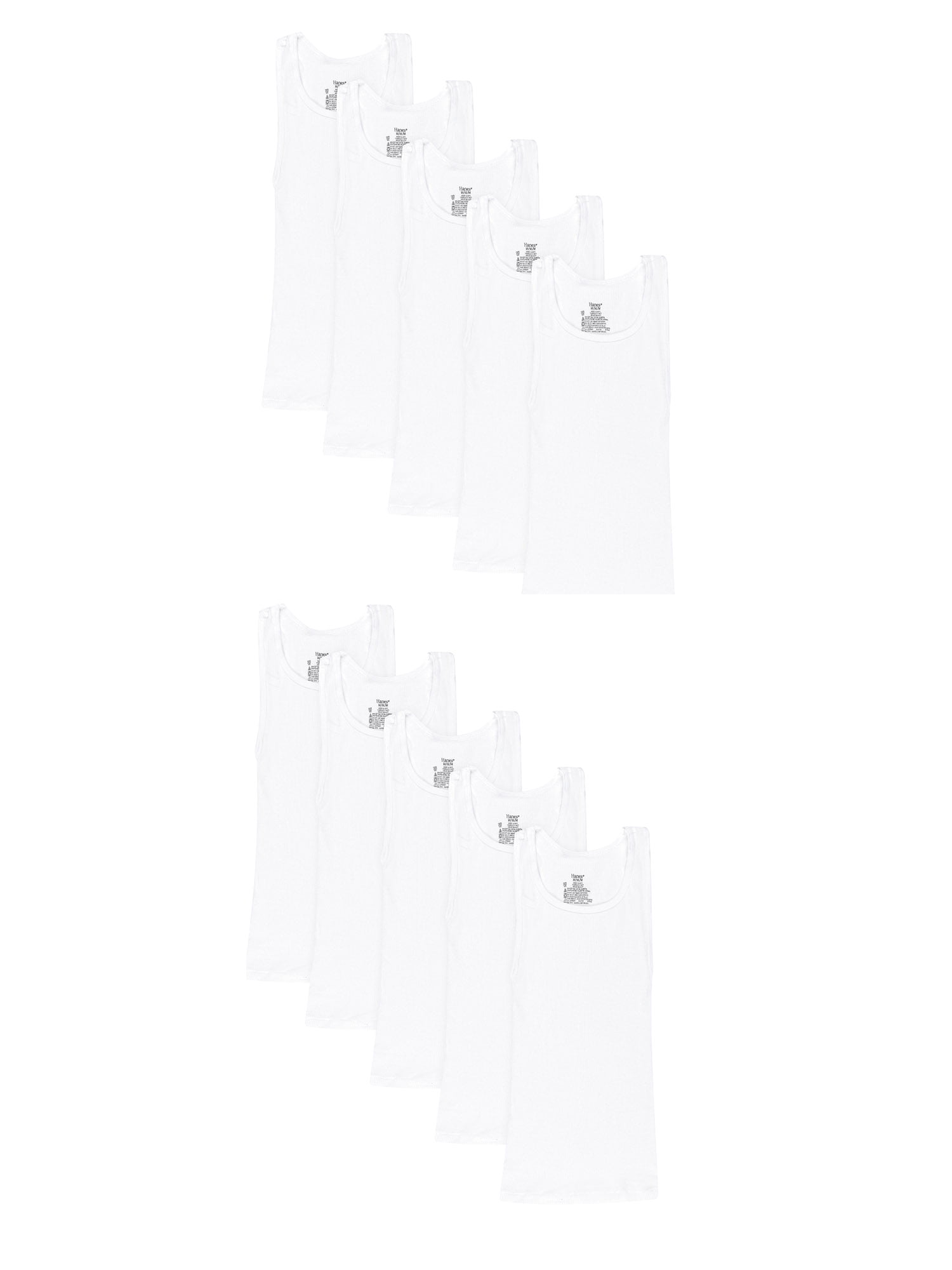 Hanes Boys' EcoSmart TAGLESS White Tanks, 10-Pack, Cotton Blend ...