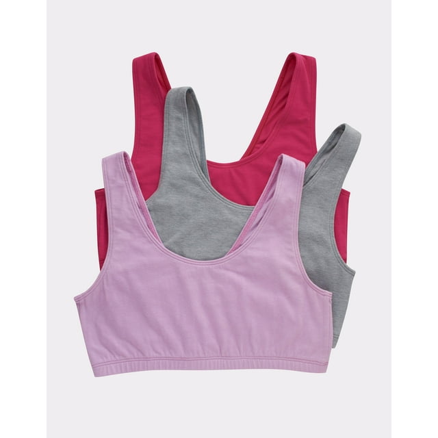 Hanes Bralette 3-Pack Women's Bra Cotton Scoopneck Crop Sports Low ...