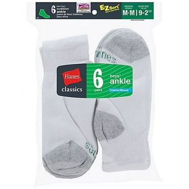 Hanes Boys' Cotton Blend Crew Cushion Socks, 12 Pack, Sizes S - L - Walmart.com