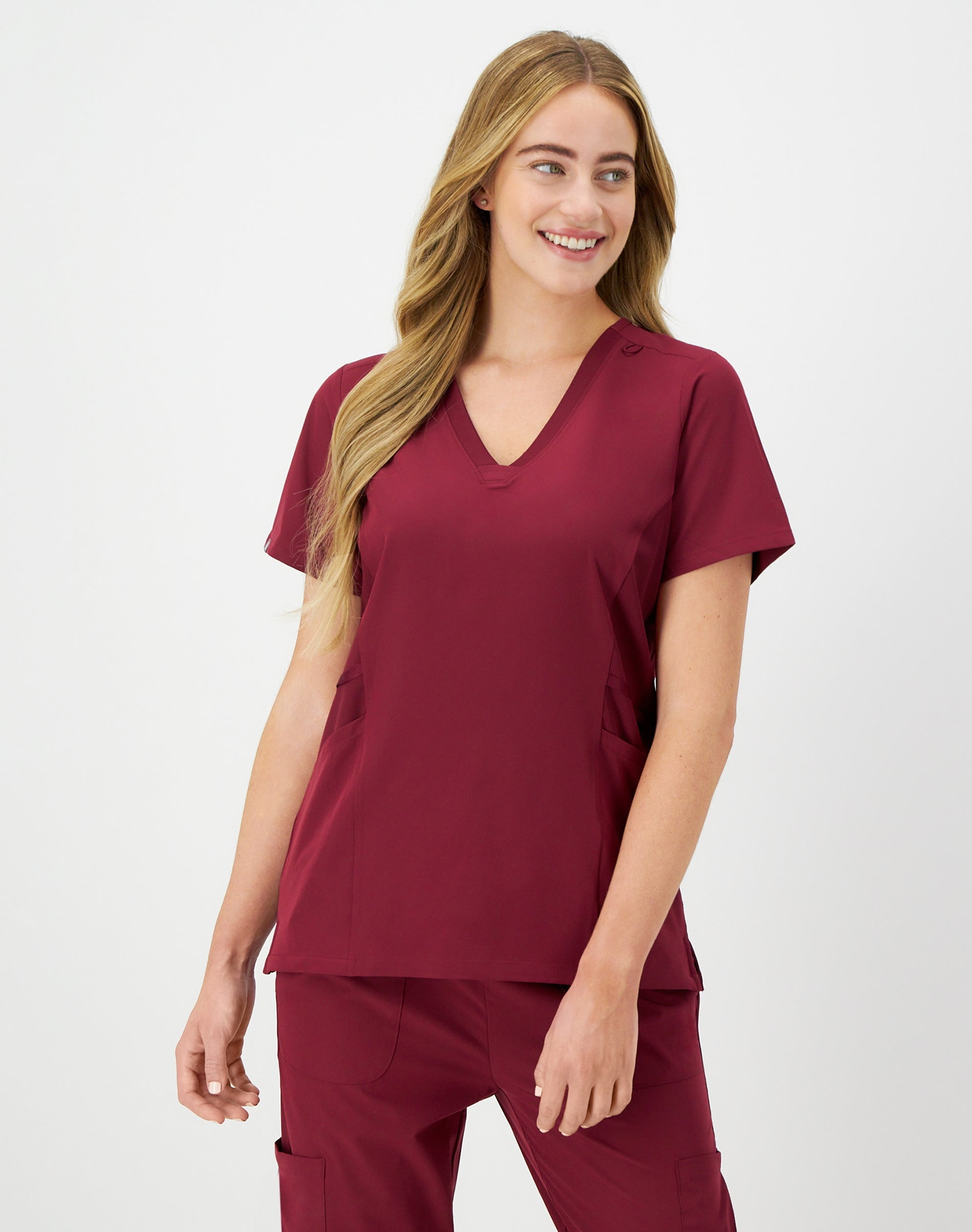 Hanes Comfort Fit Scrubs Women's Scrub Top Afternoon Burgundy 3XL ...