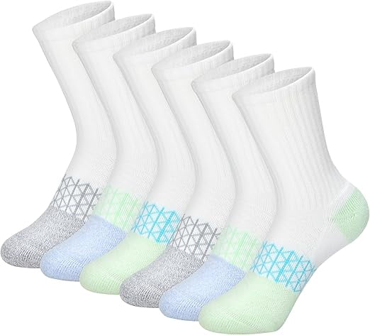 Hanes Cushioned, Absolute Active Crew Socks for Girls, Moisture-Wicking ...