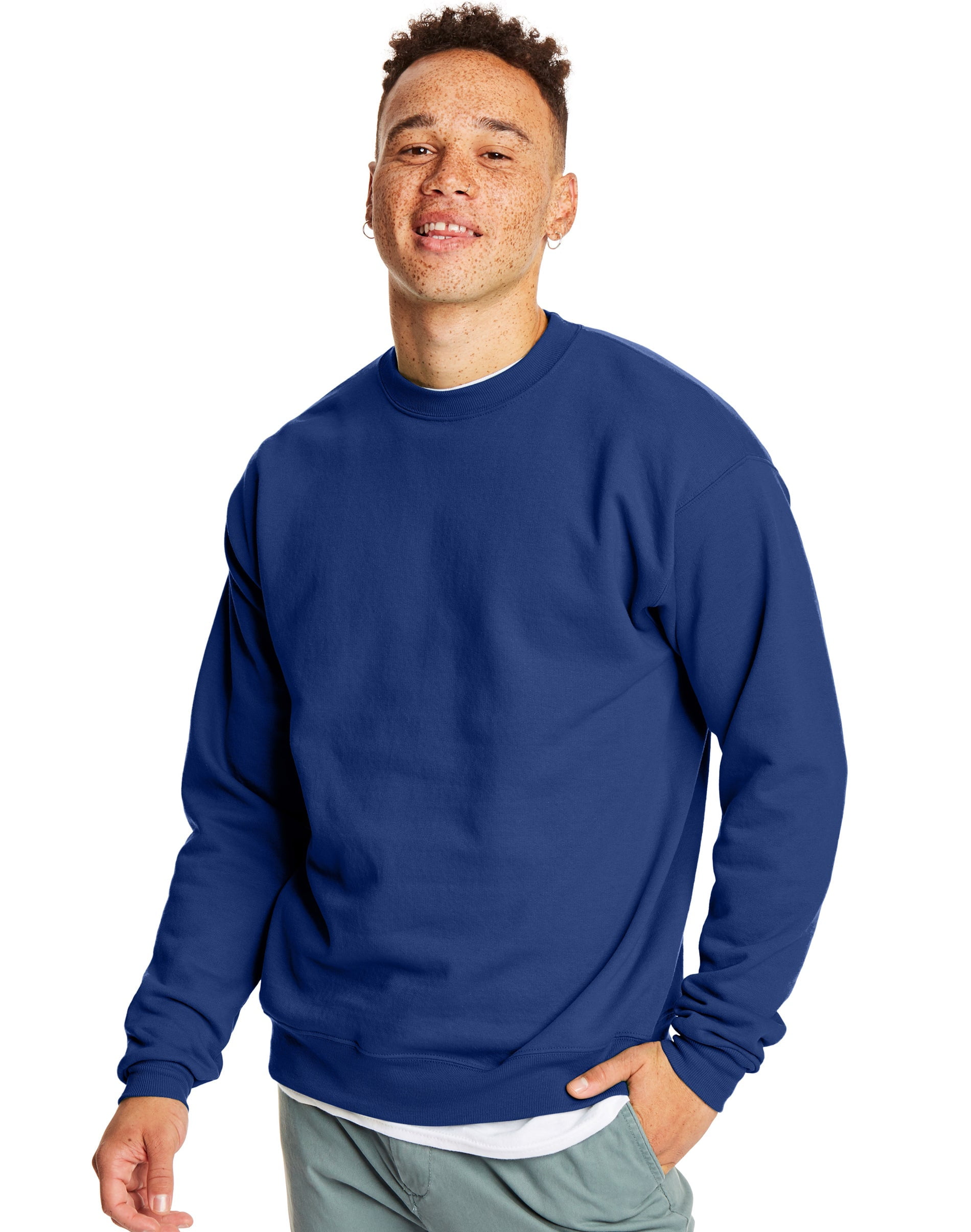 Hanes EcoSmart Comfortable Crewneck Men's Sweatshirt, Cotton Blend ...