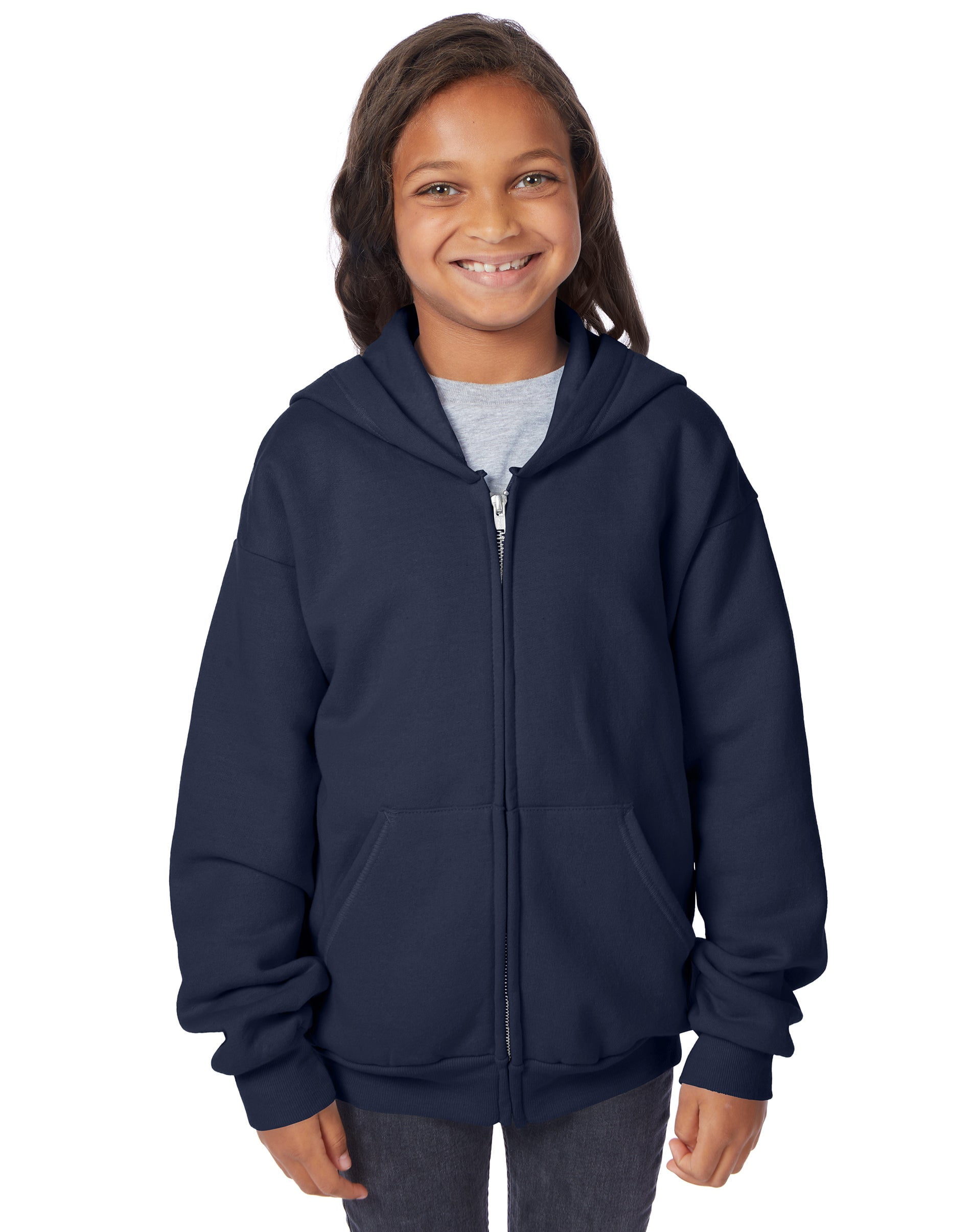 Hanes EcoSmart Kids' Full-Zip Hooded Jacket Navy S - Walmart.com