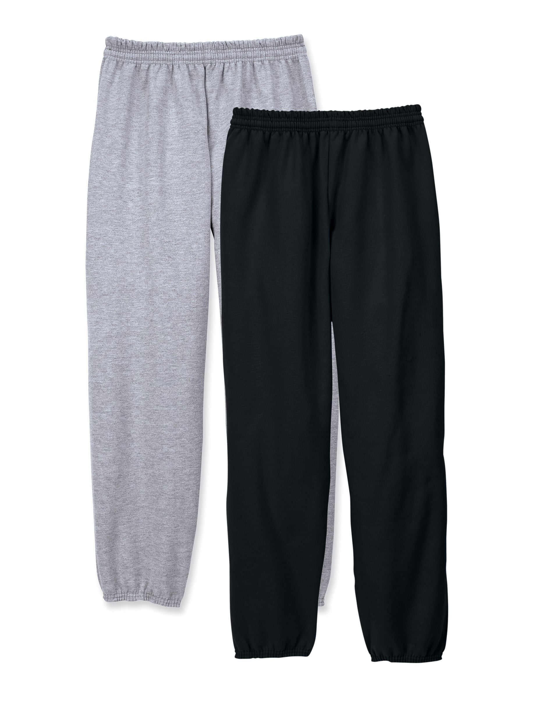 Hanes EcoSmart Men's Fleece Sweatpants, Value 2-Pack, 32" Black/Light ...