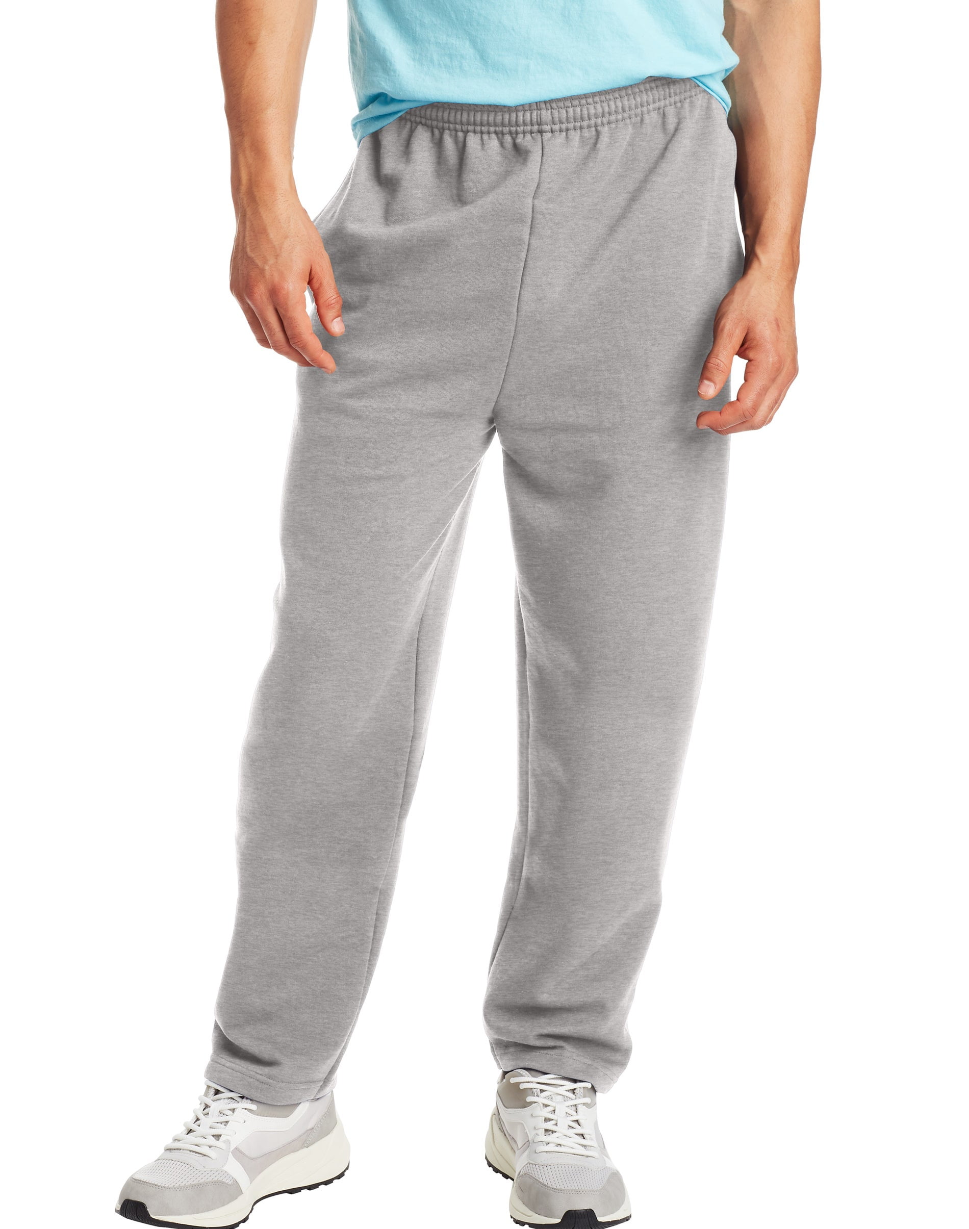 Hanes EcoSmart Men's Fleece Sweatpants with Pockets, 30.5" Grey Heather ...