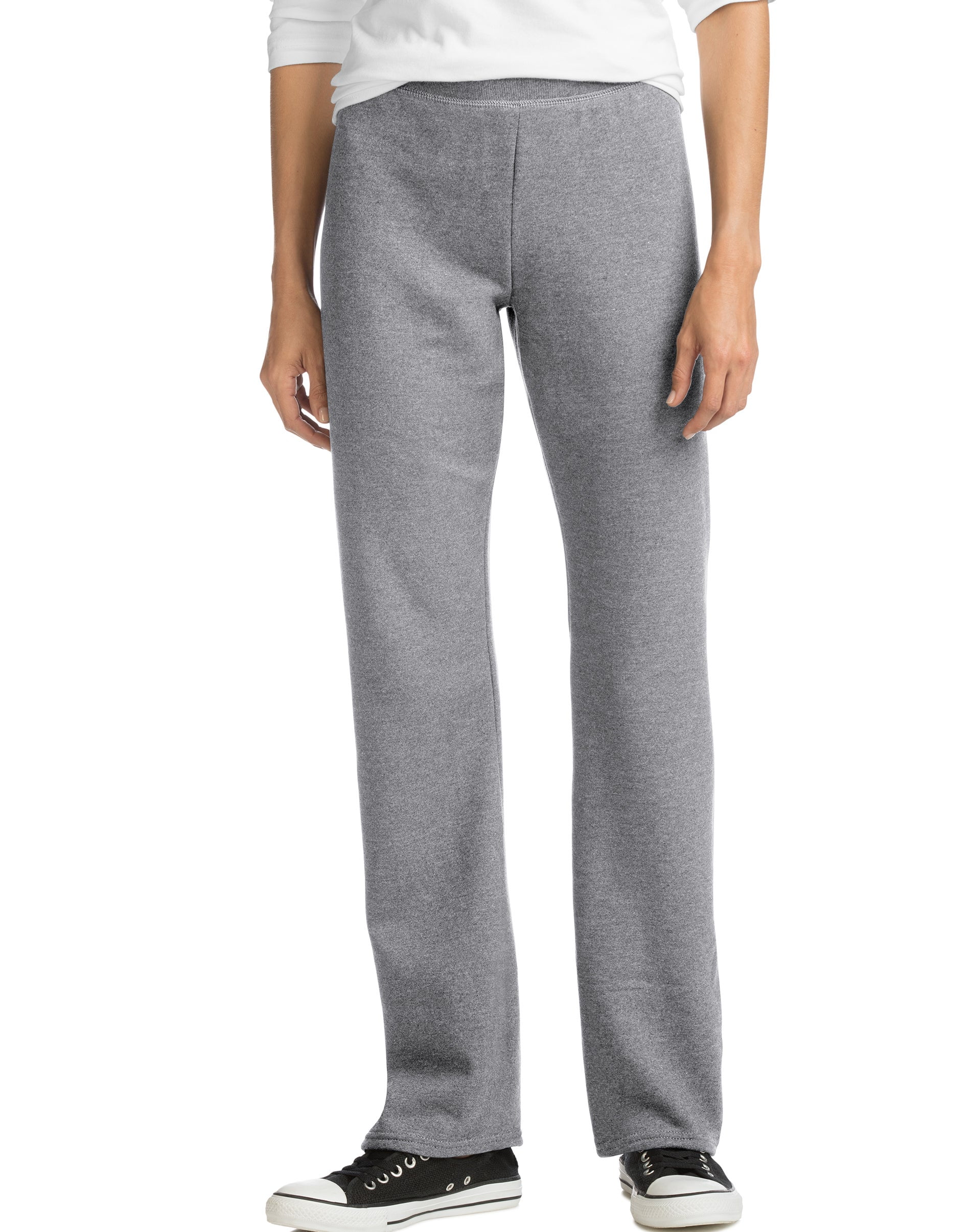 Hanes EcoSmart Women's Petite Fleece Sweatpants, Open Bottom Legs ...