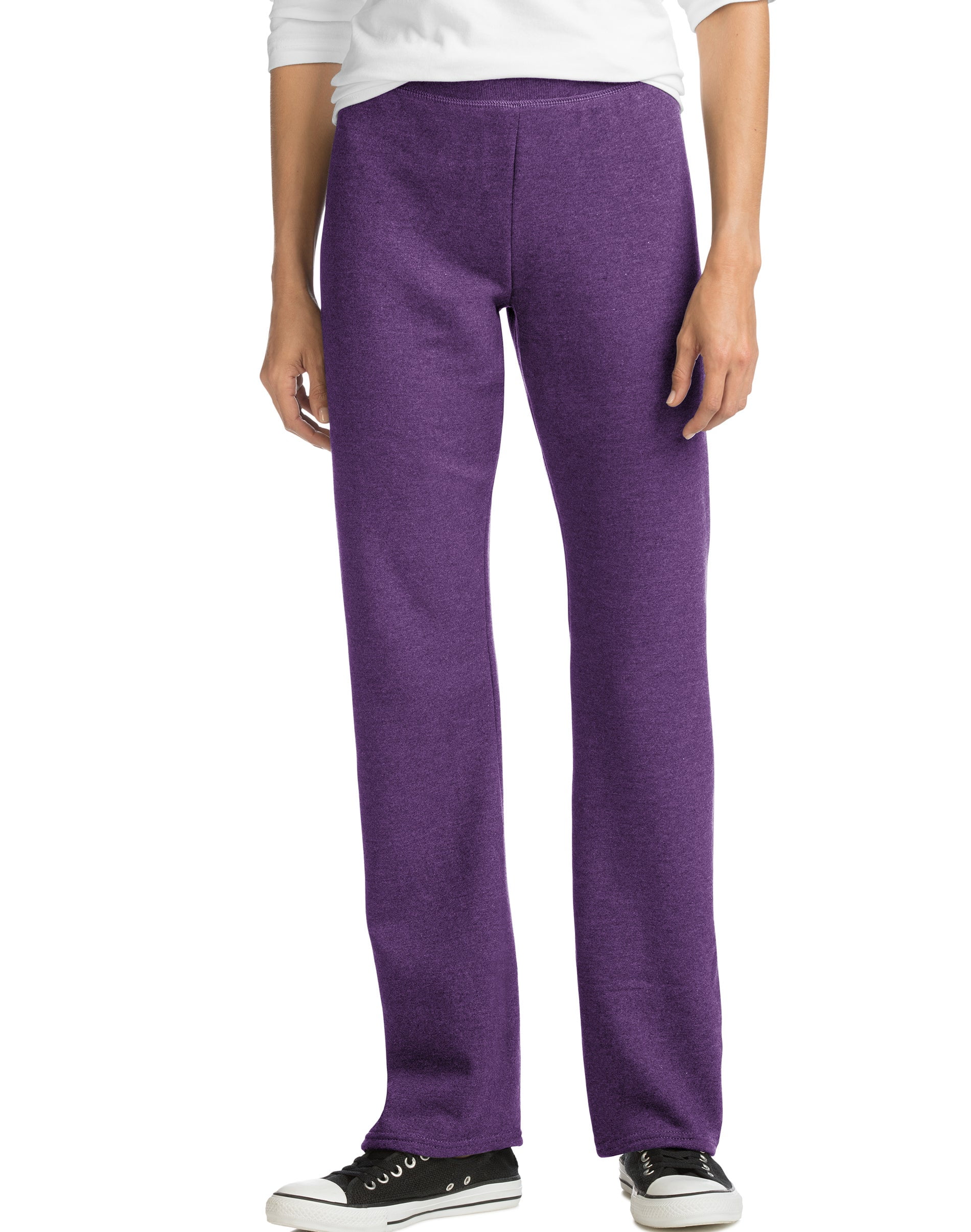 Hanes EcoSmart Women's Petite Fleece Sweatpants, Open Bottom Legs ...