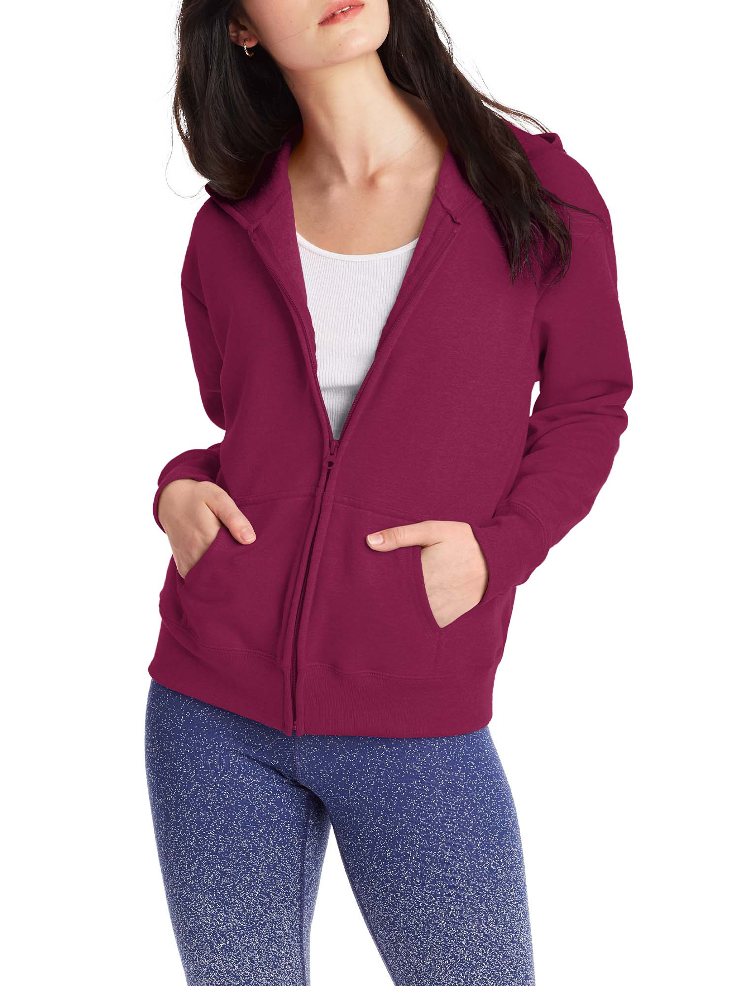 Hanes EcoSmart Women’s Fleece Zip Hoodie Cardinal M - Walmart.com