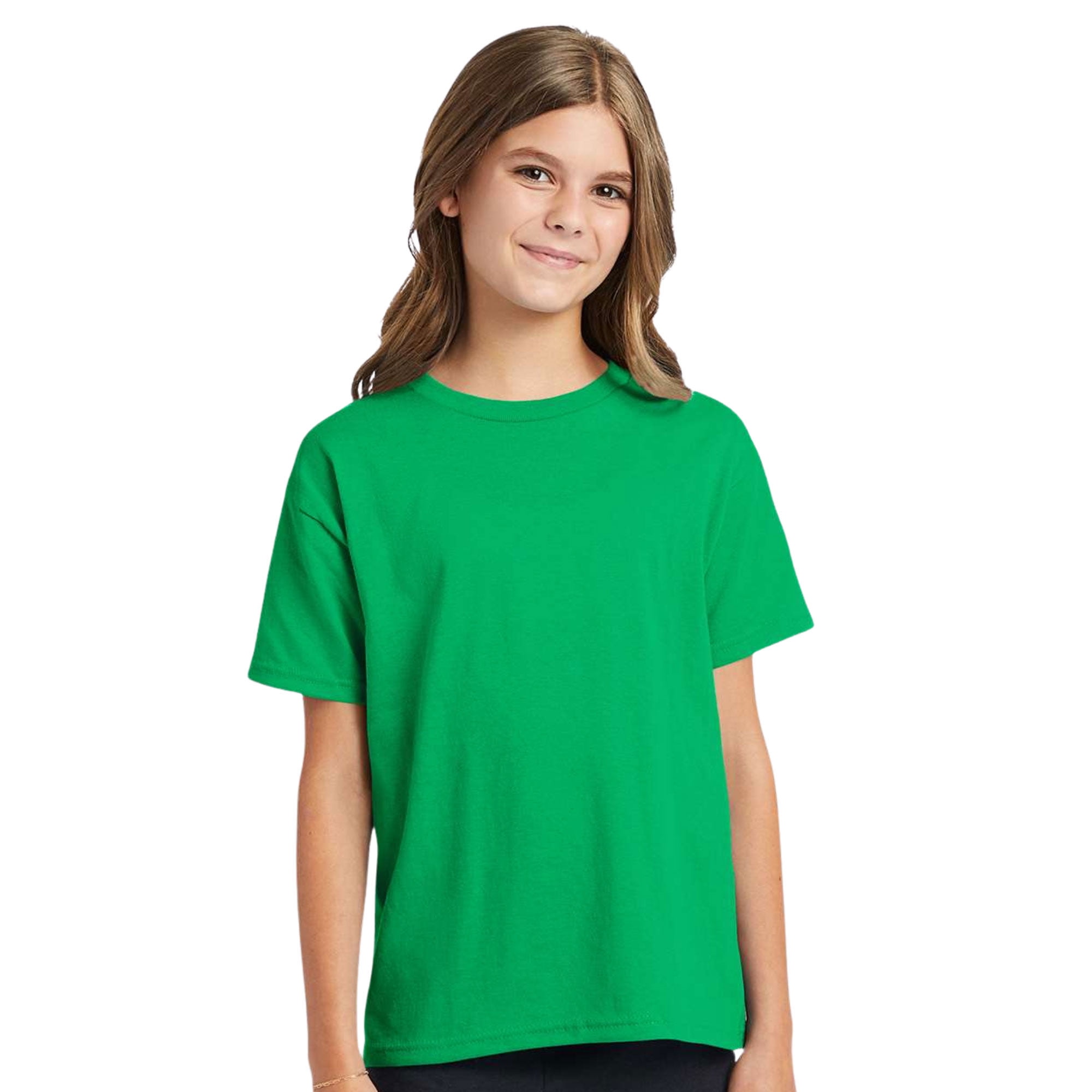 Hanes EcoSmart Youth Short Sleeve T-Shirt Soft Classic fit Tee (Kelly ...