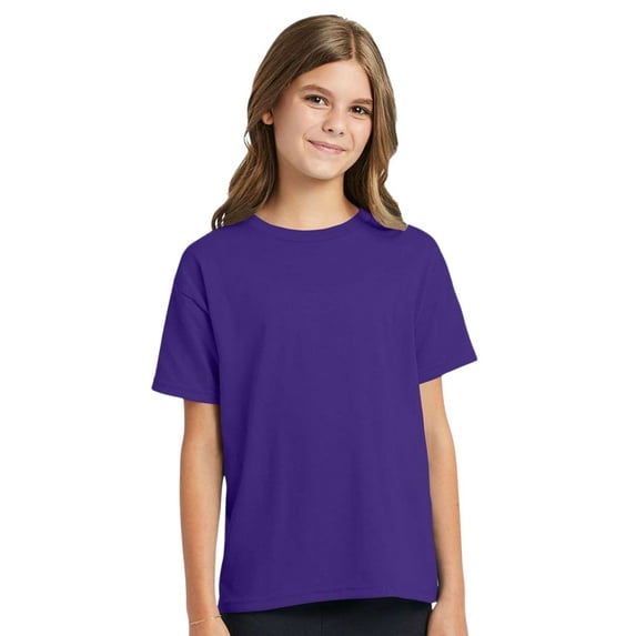 Hanes EcoSmart Youth Short Sleeve T-Shirt Soft Classic fit Tee (Purple ...