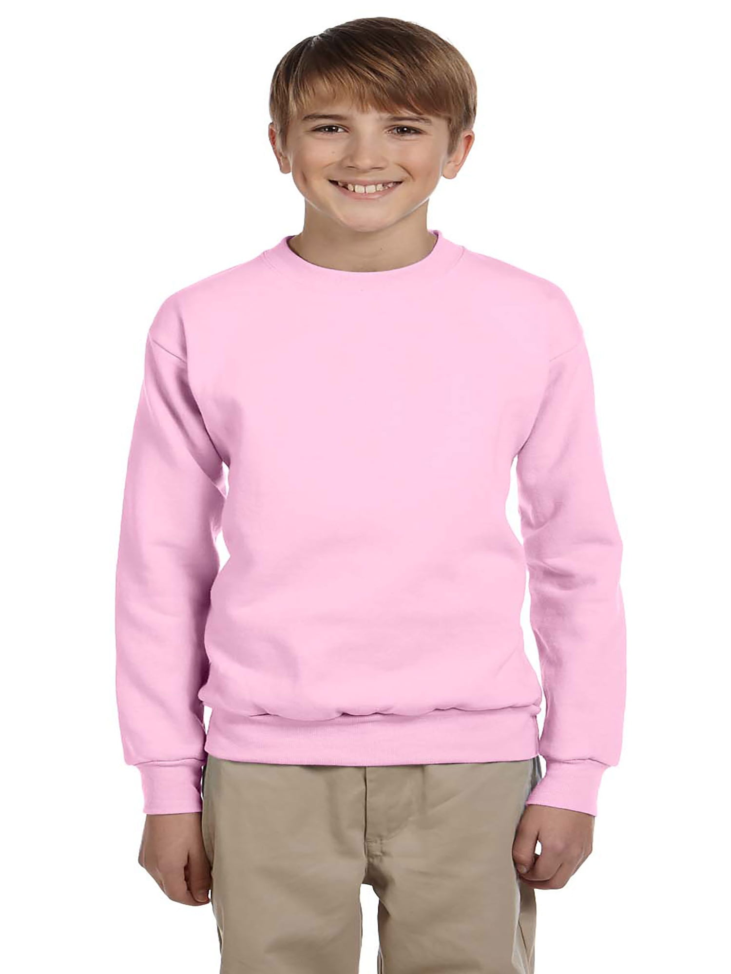 Hanes - Ecosmart Youth Crewneck Sweatshirt - P360, Pale Pink, XS ...