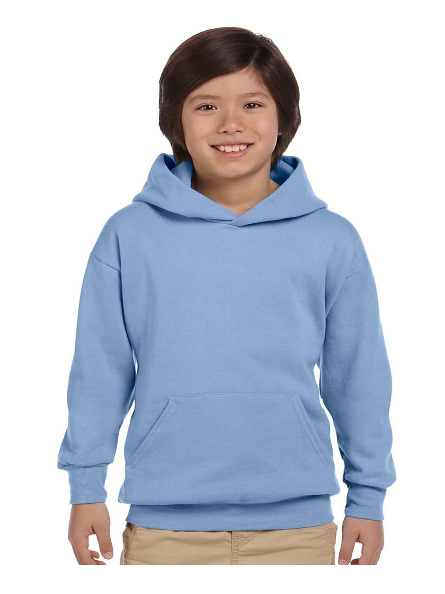 Hanes - Ecosmart Youth Hooded Sweatshirt - P473, Light Blue, M ...