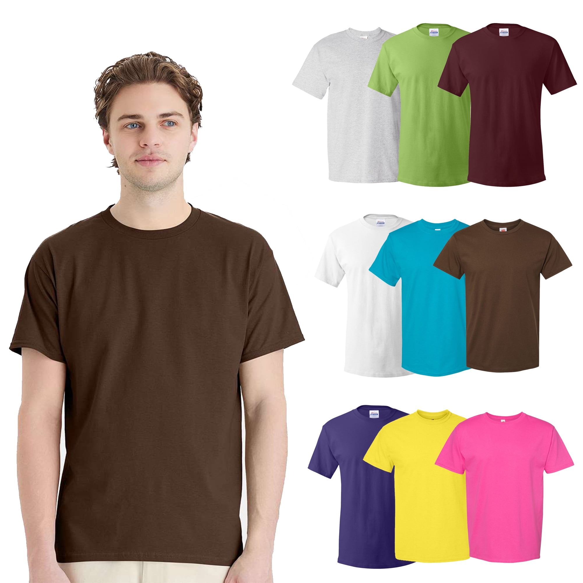 Hanes Essential-T Classic Fit Cotton Men T-Shirt, Pre-Shrunk Crewneck ...