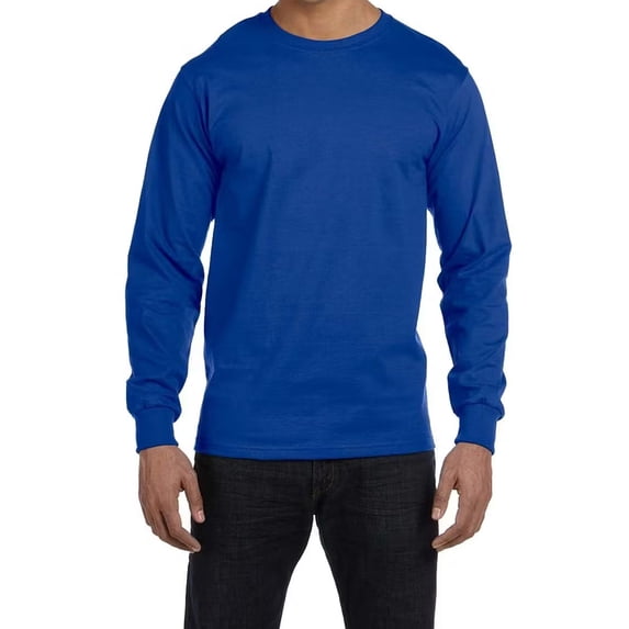 Hanes, Men's Long Sleeve T-Shirt, Deep Royal, L, 5 oz - Walmart.com