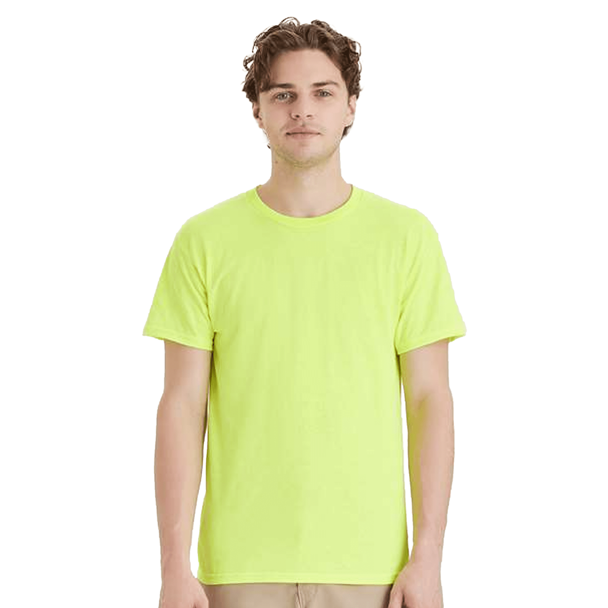 Hanes Essential-T T-Shirt, High-Vis Men’s Cotton/Poly Safety Green ...