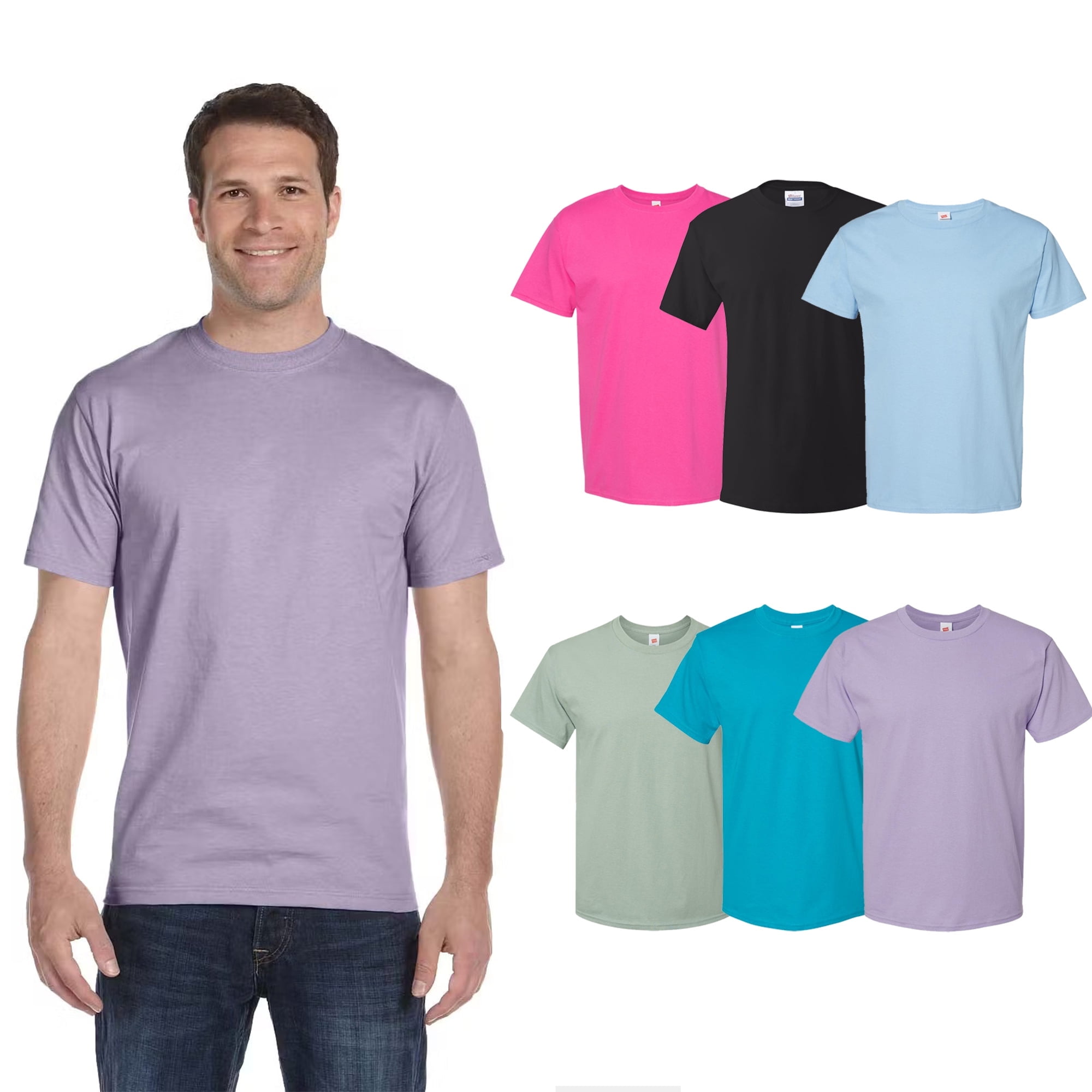 Hanes Essential-T Men Crewneck T-Shirt, Assorted 6 Pack Short Sleeve ...