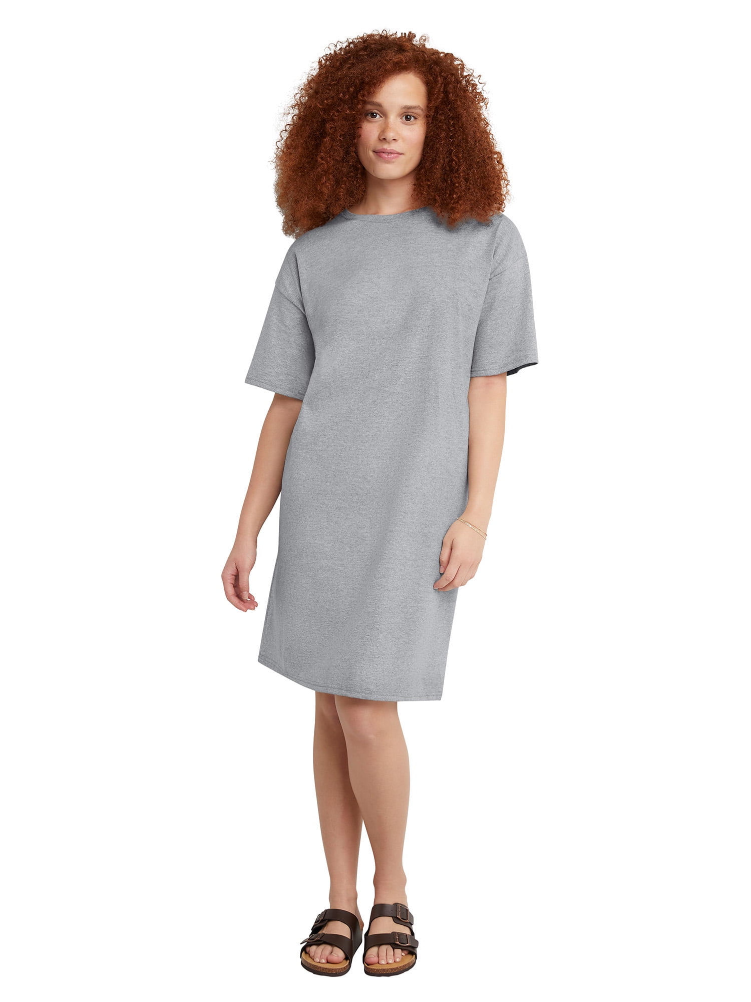 Hanes Essential Women's Cotton Wear-Around Oversized Tee, Short Sleeve ...