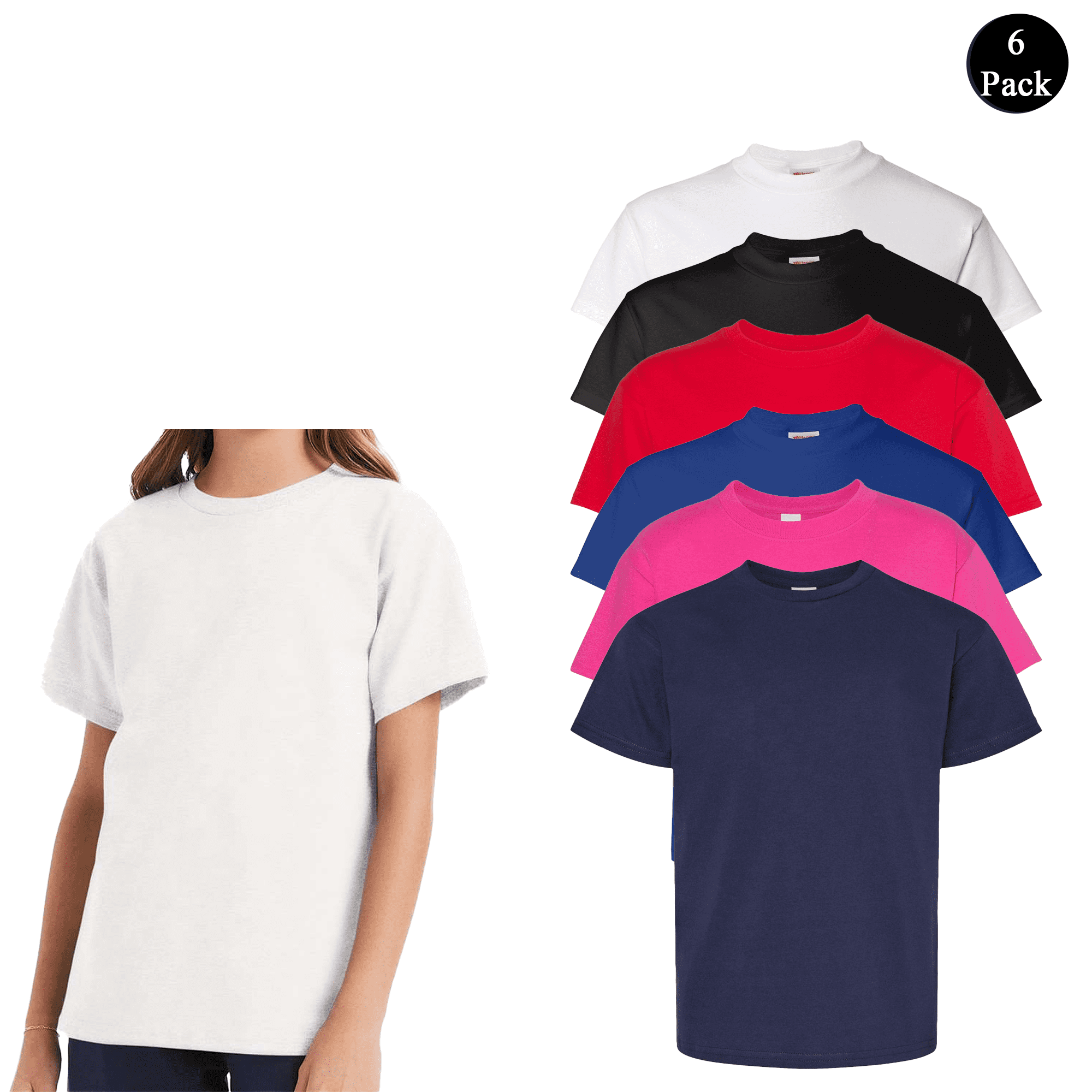 Hanes Essential Youth T-Shirt, Classic Fit 100% Cotton Comfortable Tee ...
