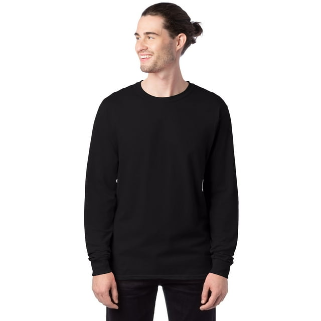 Hanes Long Sleeve T-Shirt Men's Cotton Tee Essentials Midweight ...