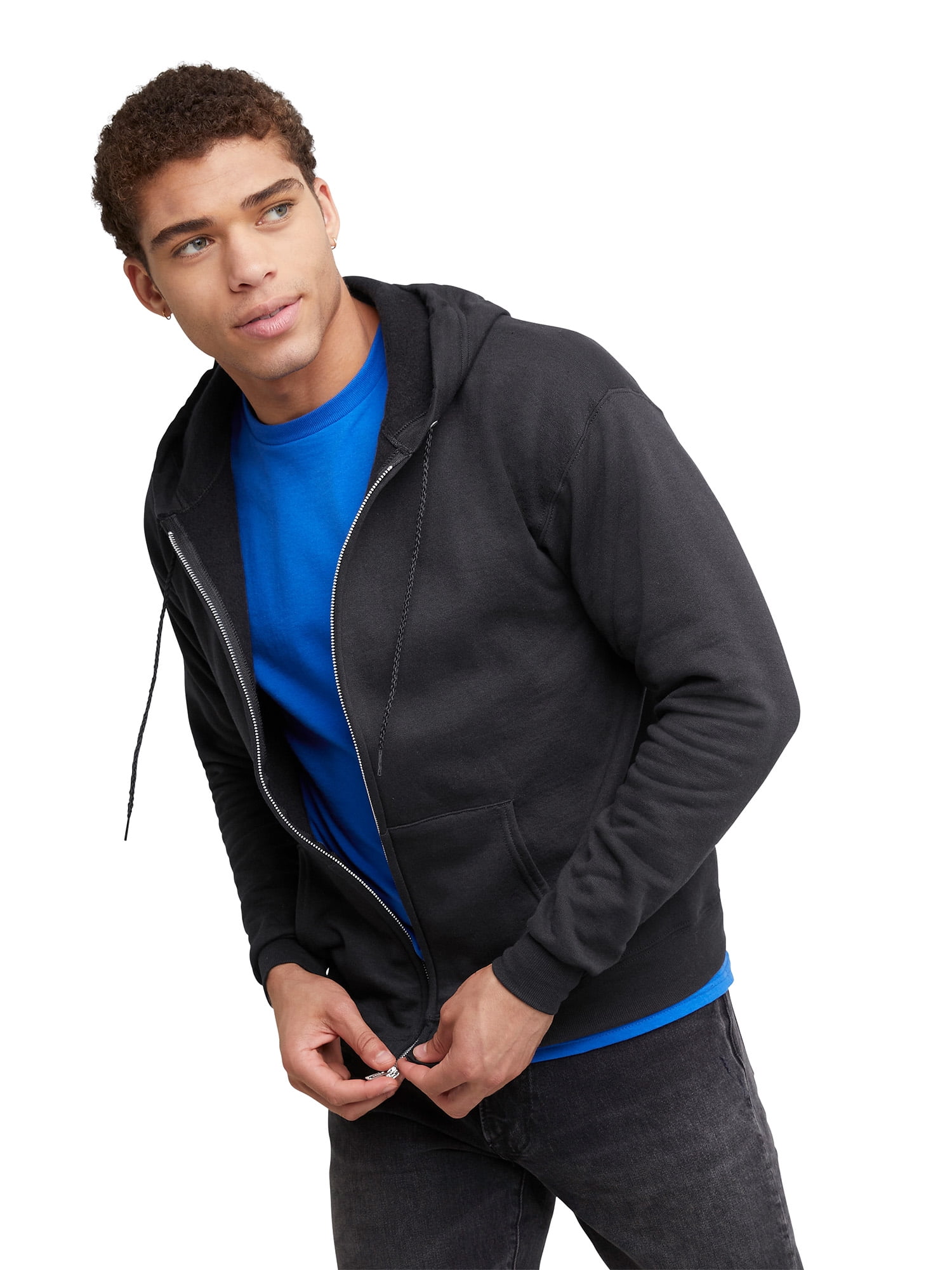 Hanes Essentials Men's EcoSmart Fleece Full Zip Hoodie, Sizes up to 3XL ...