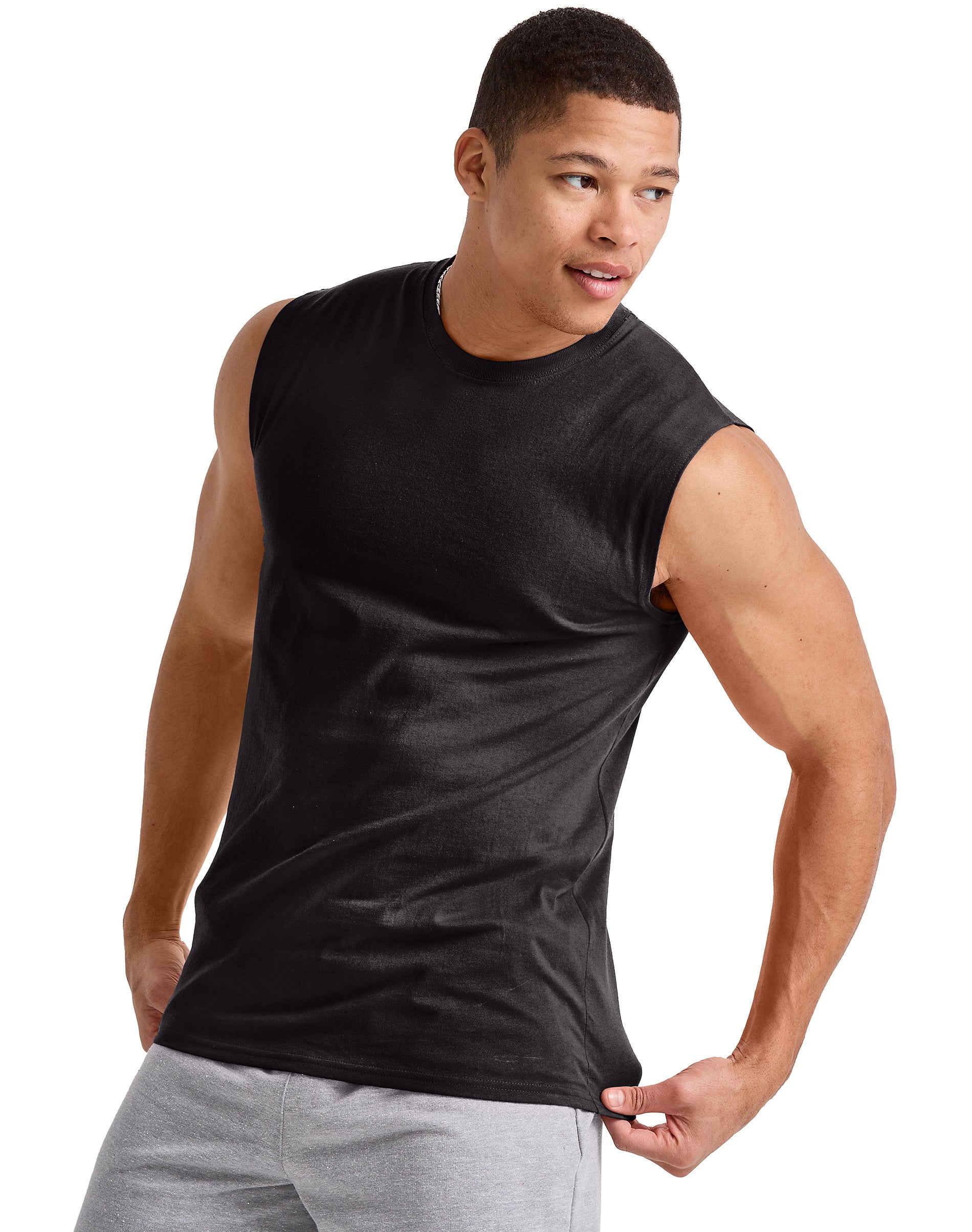 Hanes Essentials Men's Midweight Cotton Muscle Tank Top Shirt for Gym ...