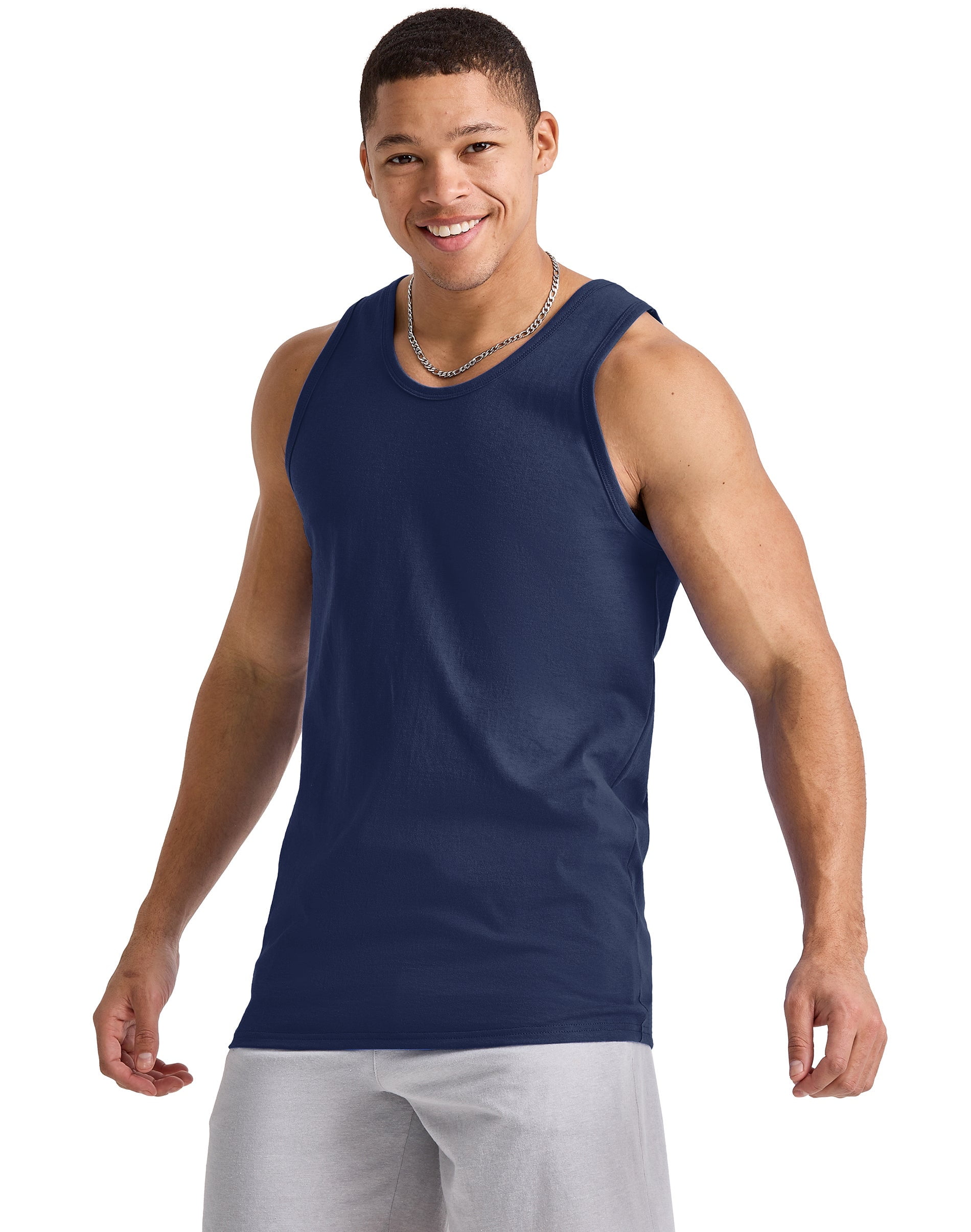 Hanes Essentials Men’s Tank Top Cotton Sleeveless Tee Midweight Banded ...
