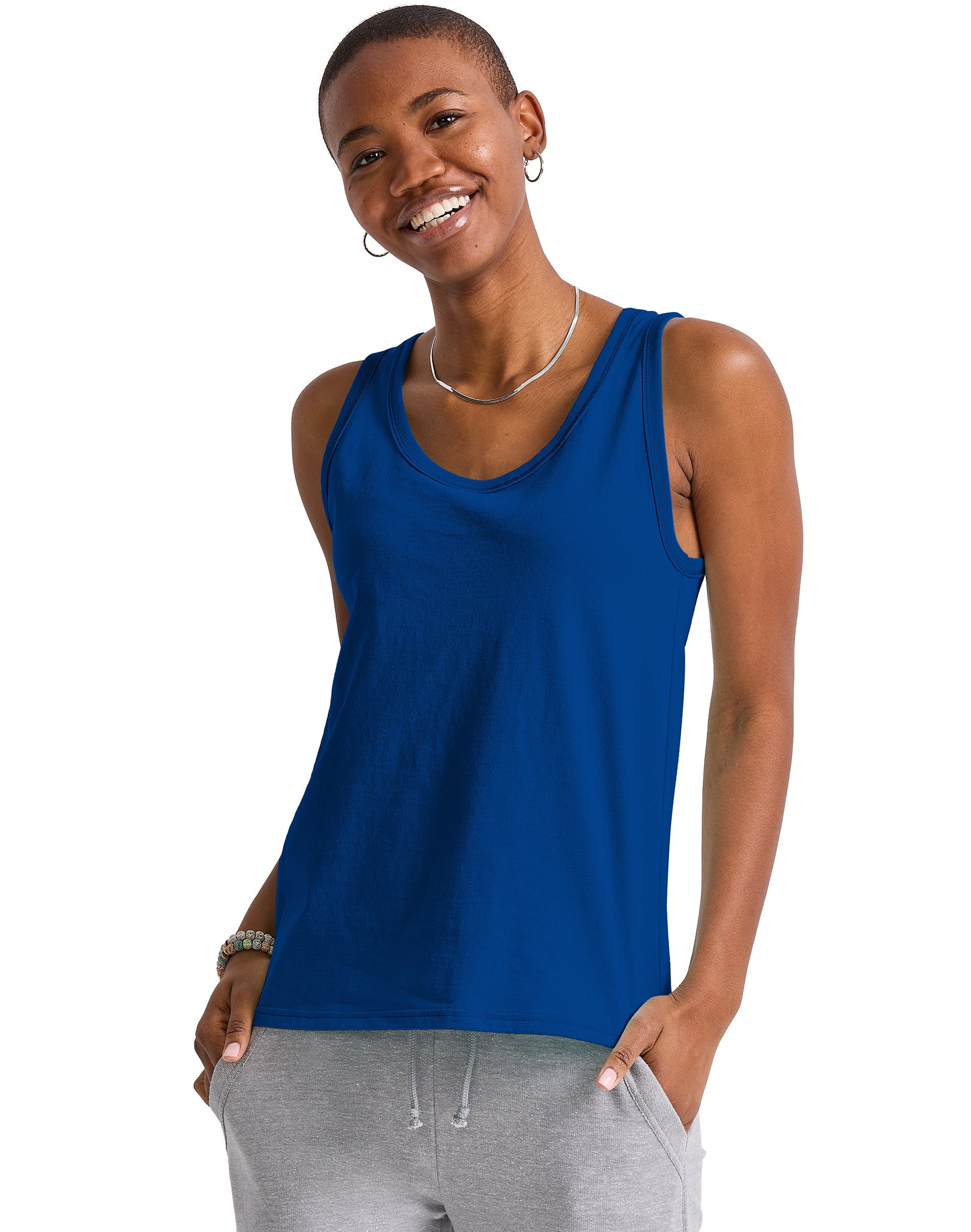 Hanes Essentials Tank Womens Cotton Sleeveless Tee Modern Fit 14