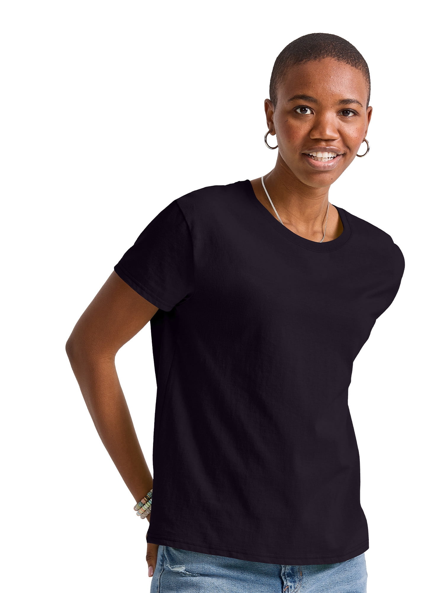 Hanes Essentials Women’s T-Shirt, 100% Cotton Relaxed-Fit Tee, Sizes XS ...
