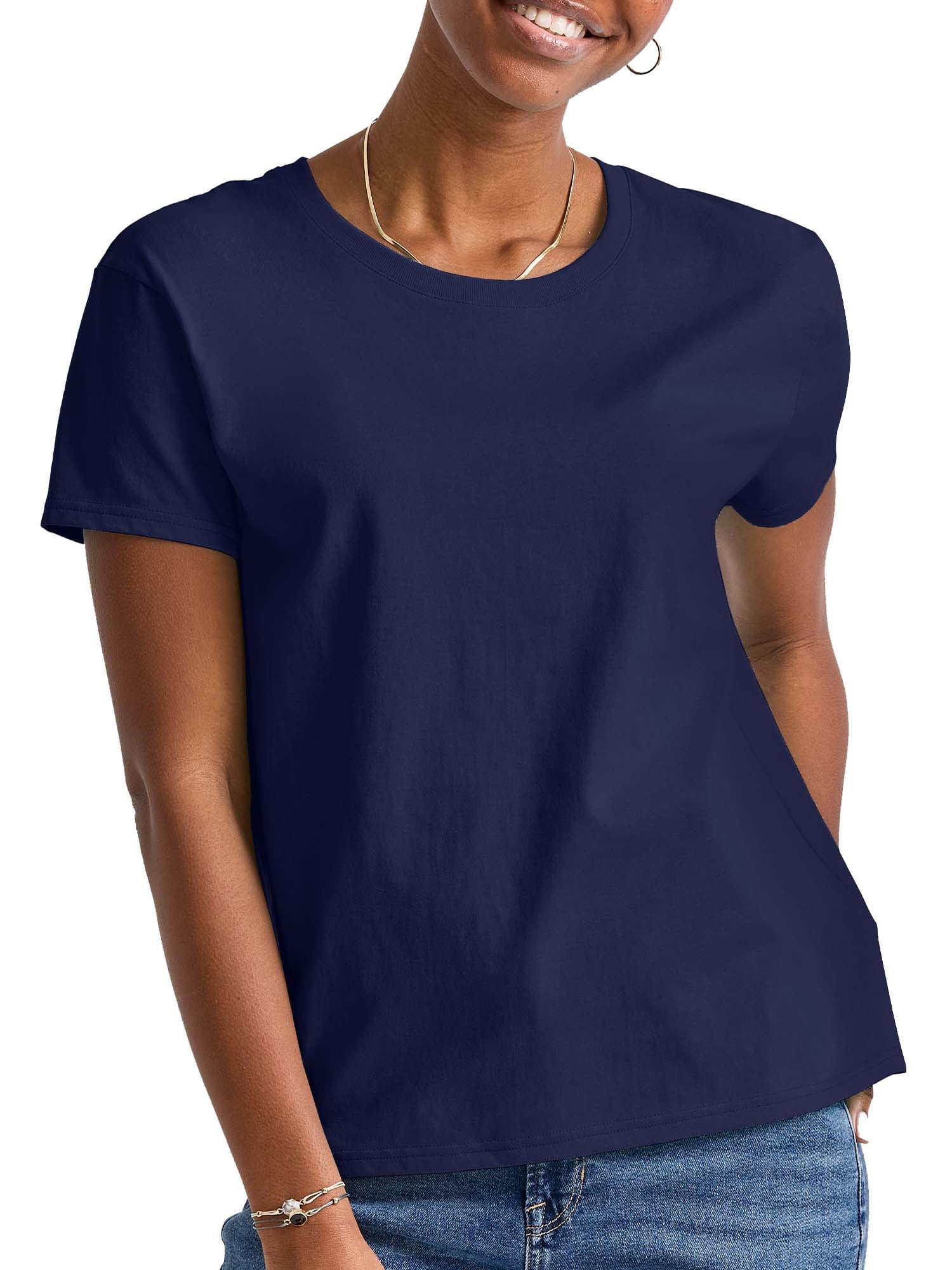 Hanes Essentials Womens T Shirt 100 Cotton Relaxed Fit Tee Sizes Xs