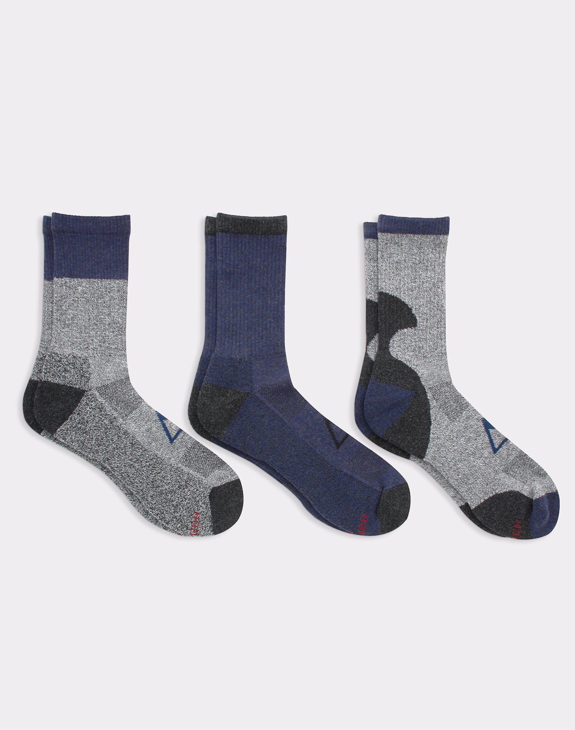 Hanes Explorer Job Sites Men's Work Crew Socks, 3-Pairs Dark Charcoal ...