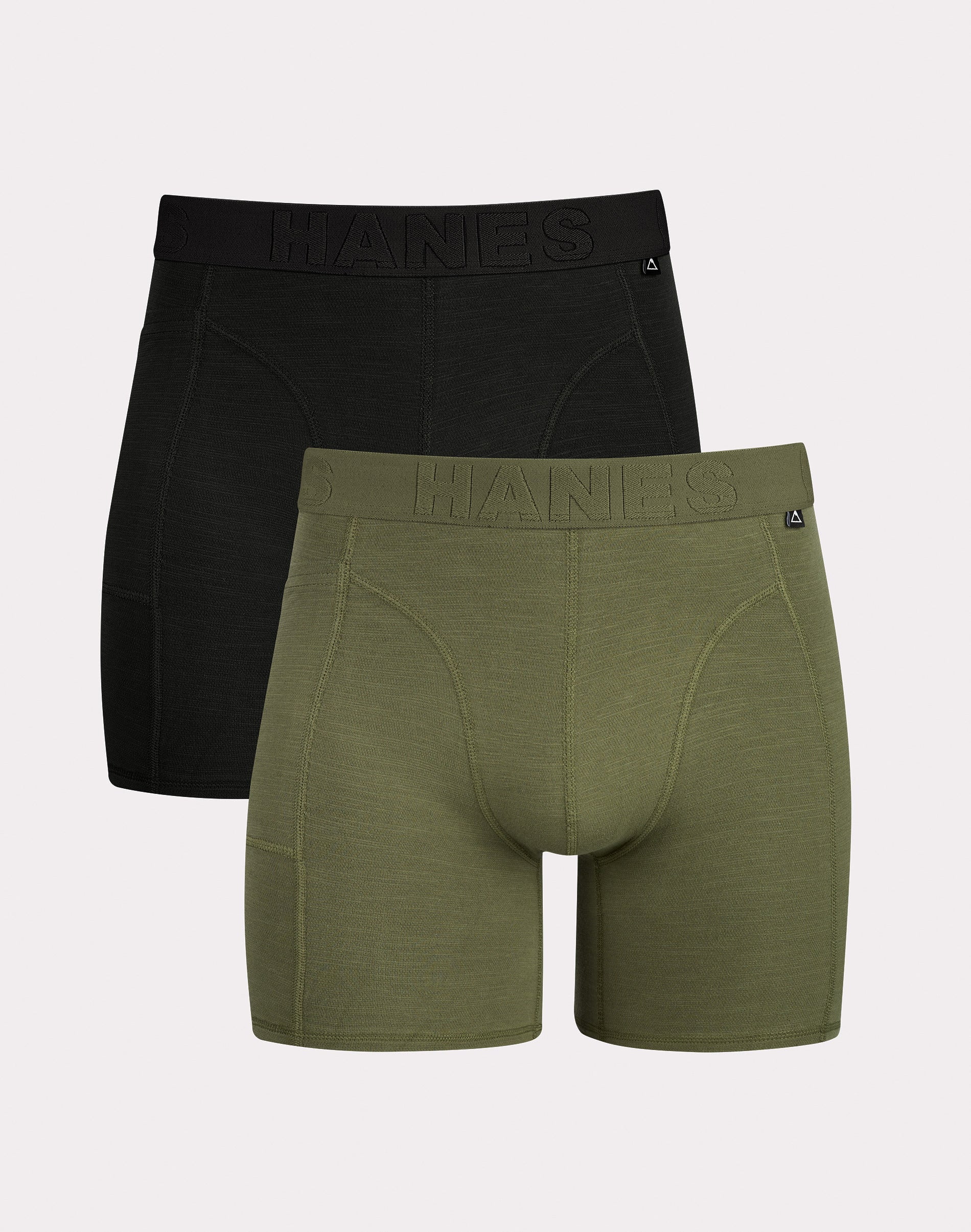 Hanes Explorer Men's Boxer Brief Underwear, Olive/Black, 2-Pack Green ...