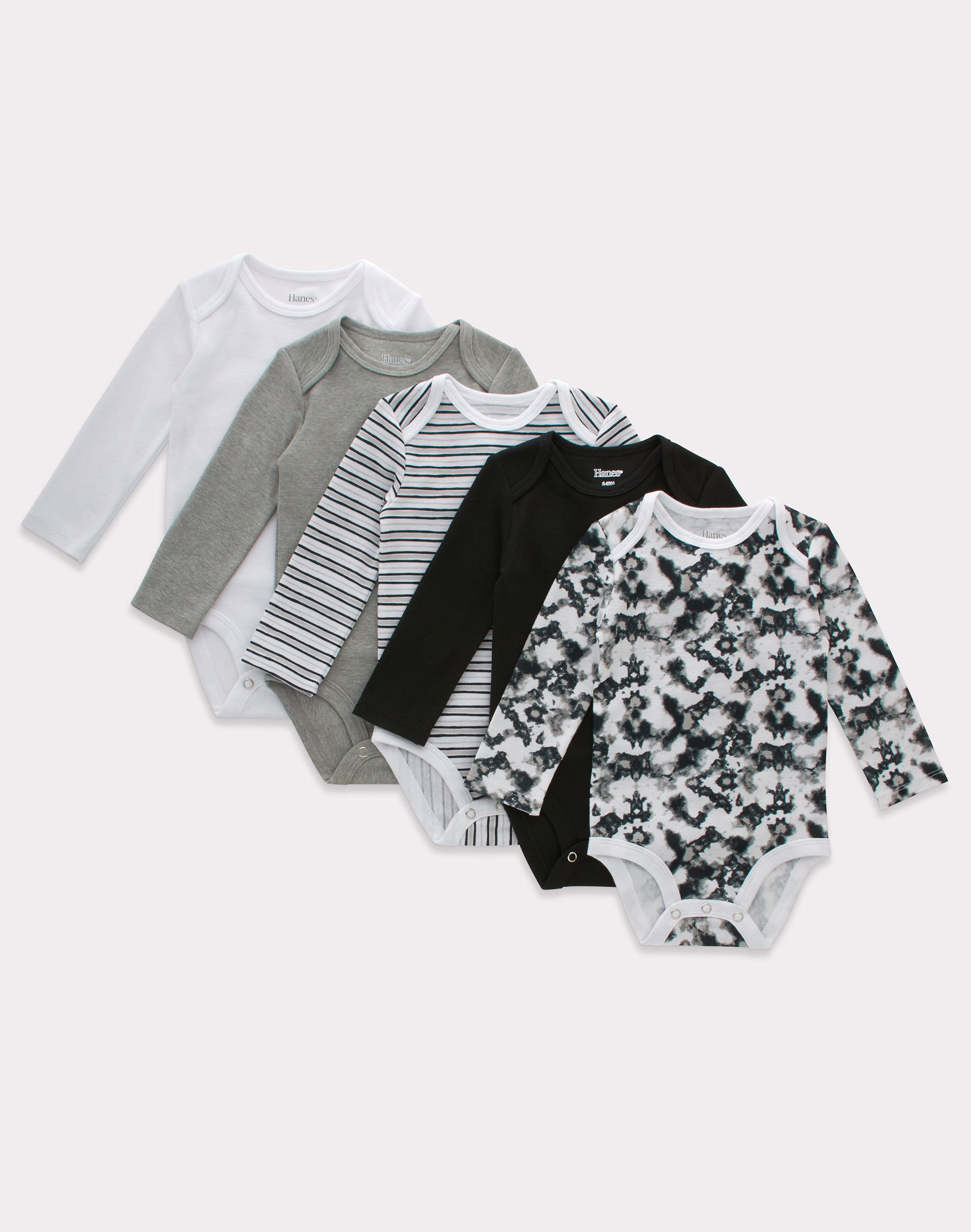 Hanes Flexy Baby Knit Long Sleeve Bodysuits, 4-Way Stretch, Boys ...